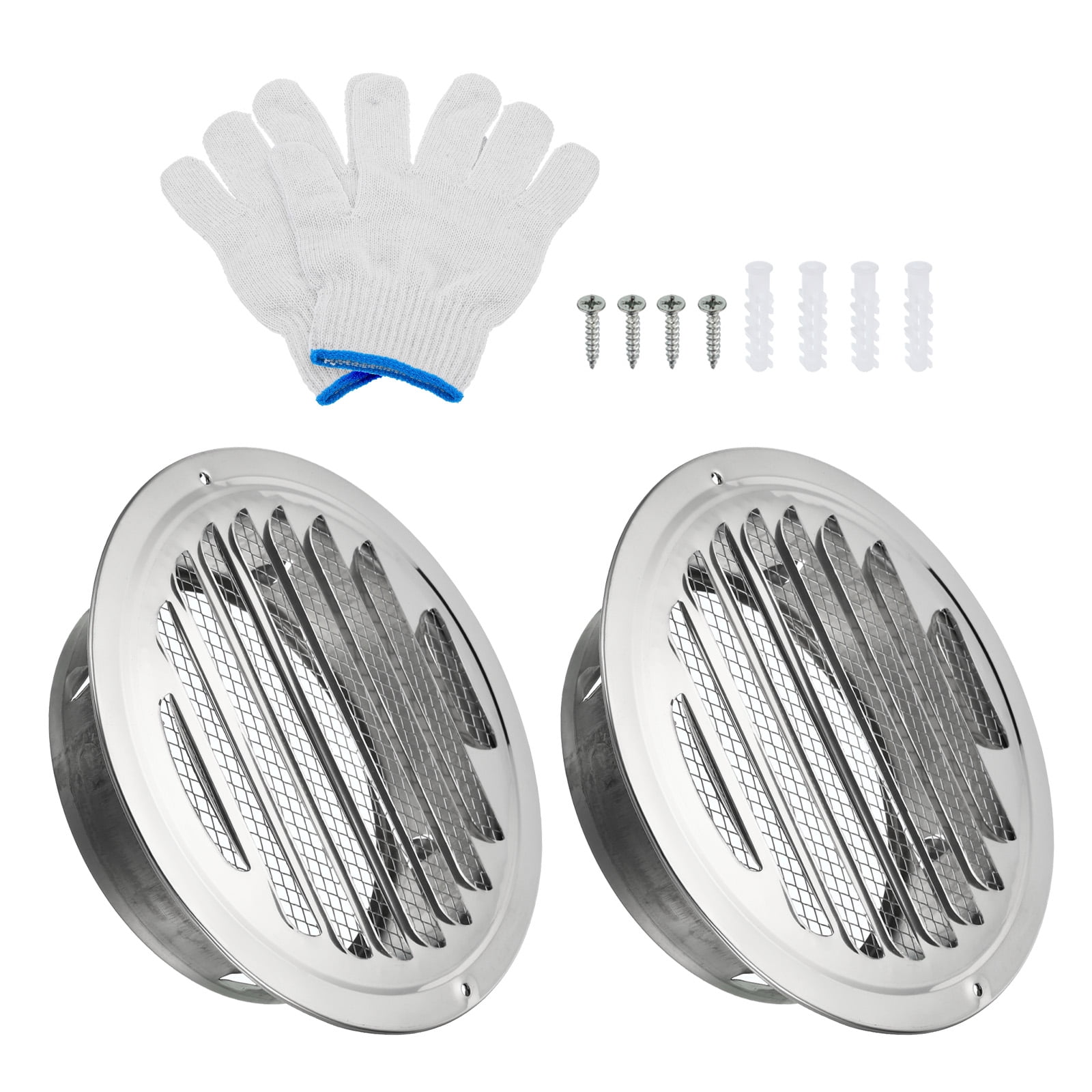 Uxcell 6" Round Soffit Air Vents, 2 Set Stainless Steel Louver Grille ...