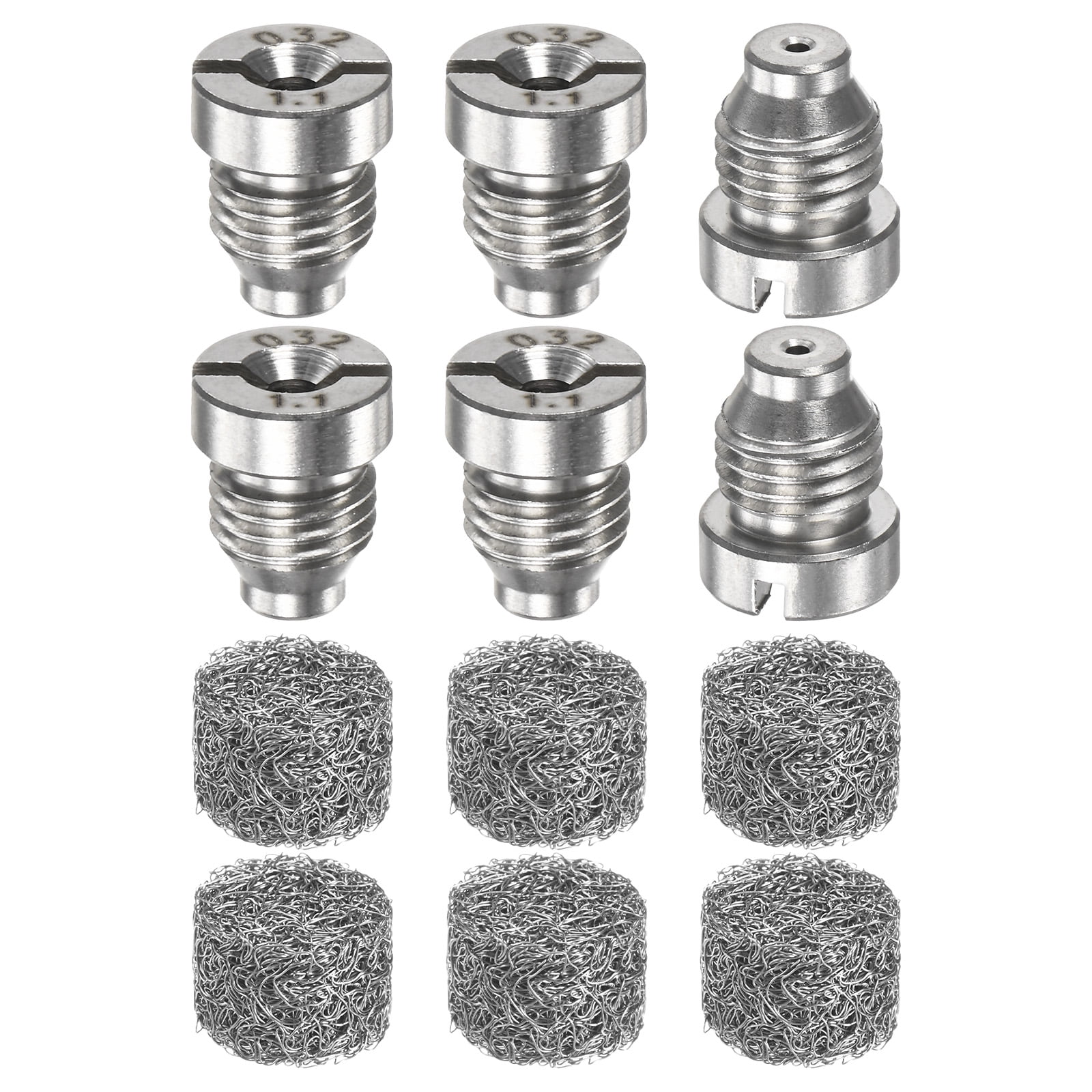 Uxcell 6-Set Foam Cannon Orifice Nozzle, 1.1mm Stainless Steel ...