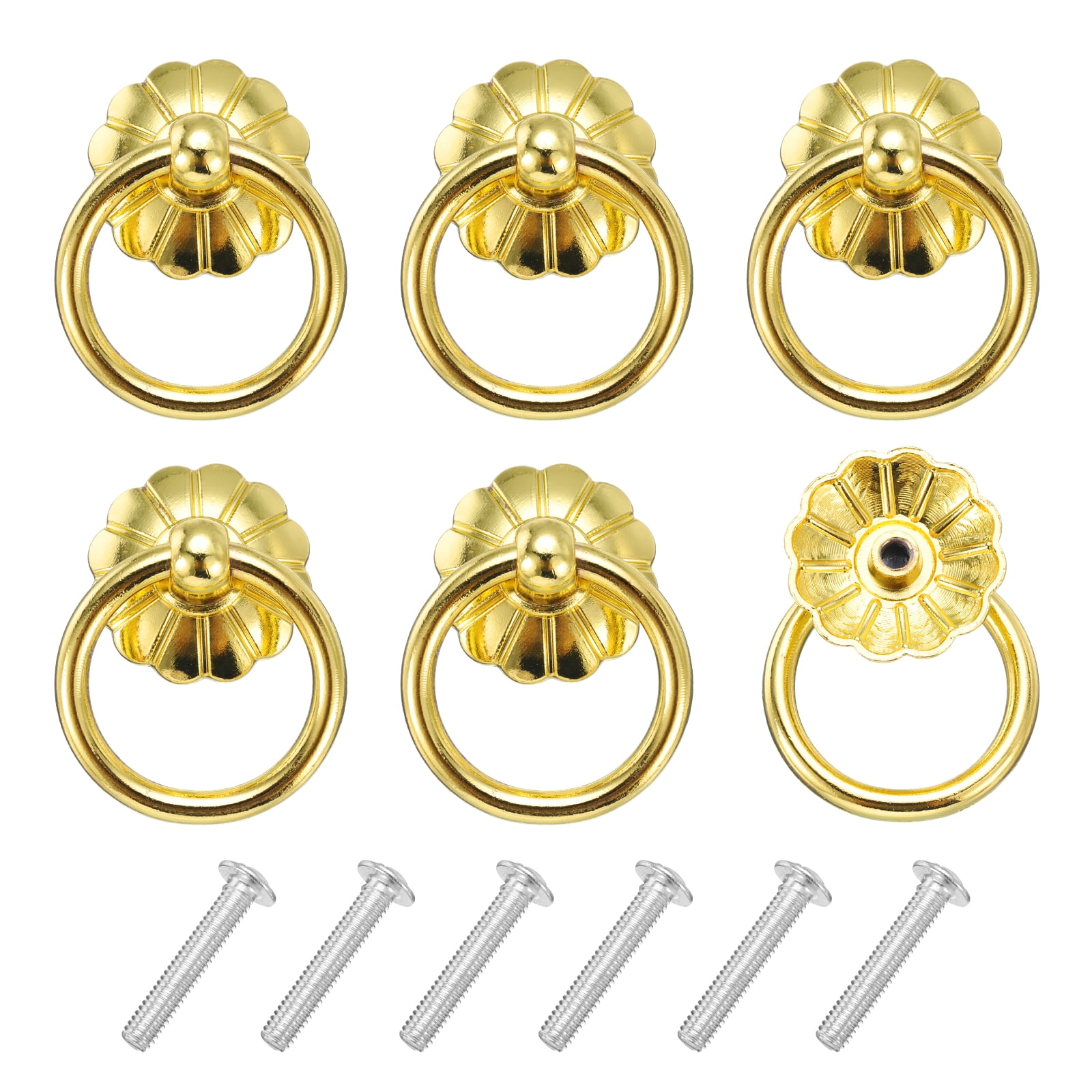 Uxcell 6 Sets Vintage Drop Ring Knobs for Dresser Drawer, Copper(39mm/1 ...