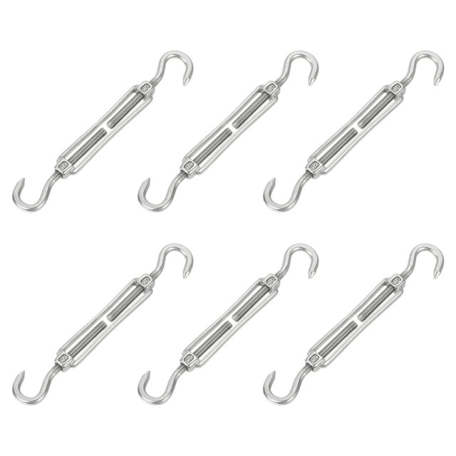 Uxcell 6 pack M5 Hook and Hook Turnbuckles Wire Rope Tension, 304 ...