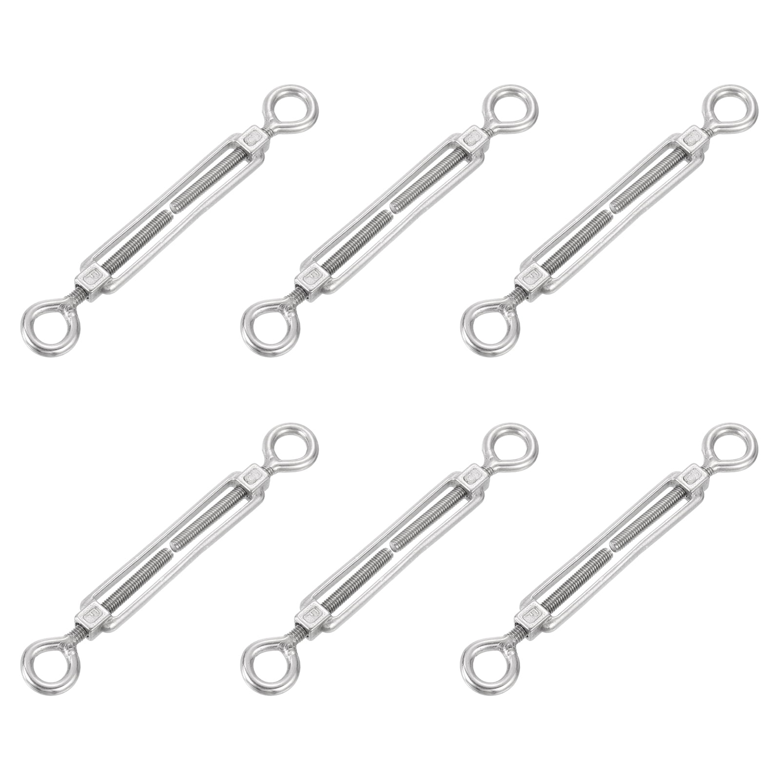 Uxcell 6 pack M6 Eye and Eye Turnbuckles Wire Rope Tension, 304 ...