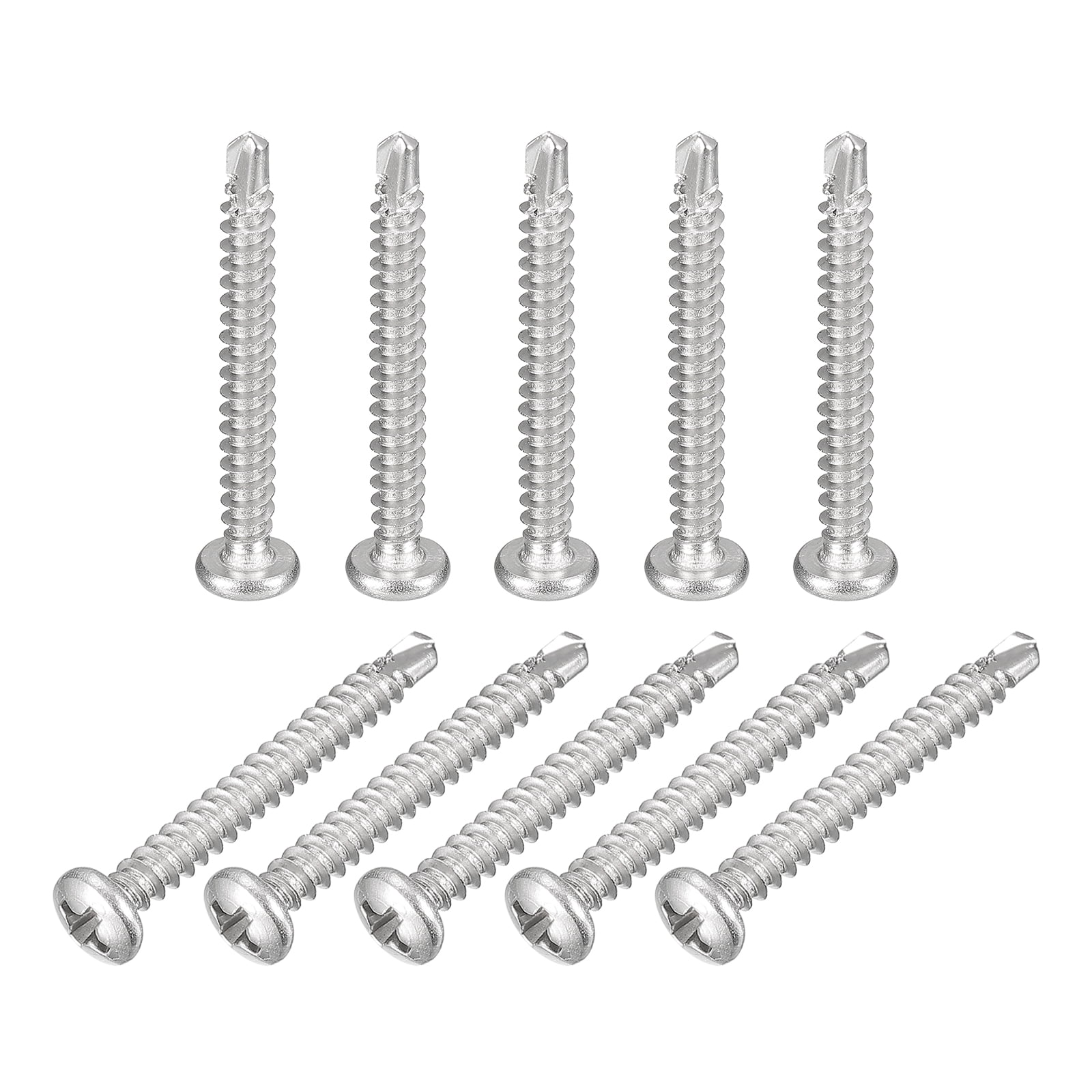 Uxcell #6 x 1-1/4" Self Drilling Screws, 50 Pack Phillips Pan Head Self Tapping Screws - Walmart.com