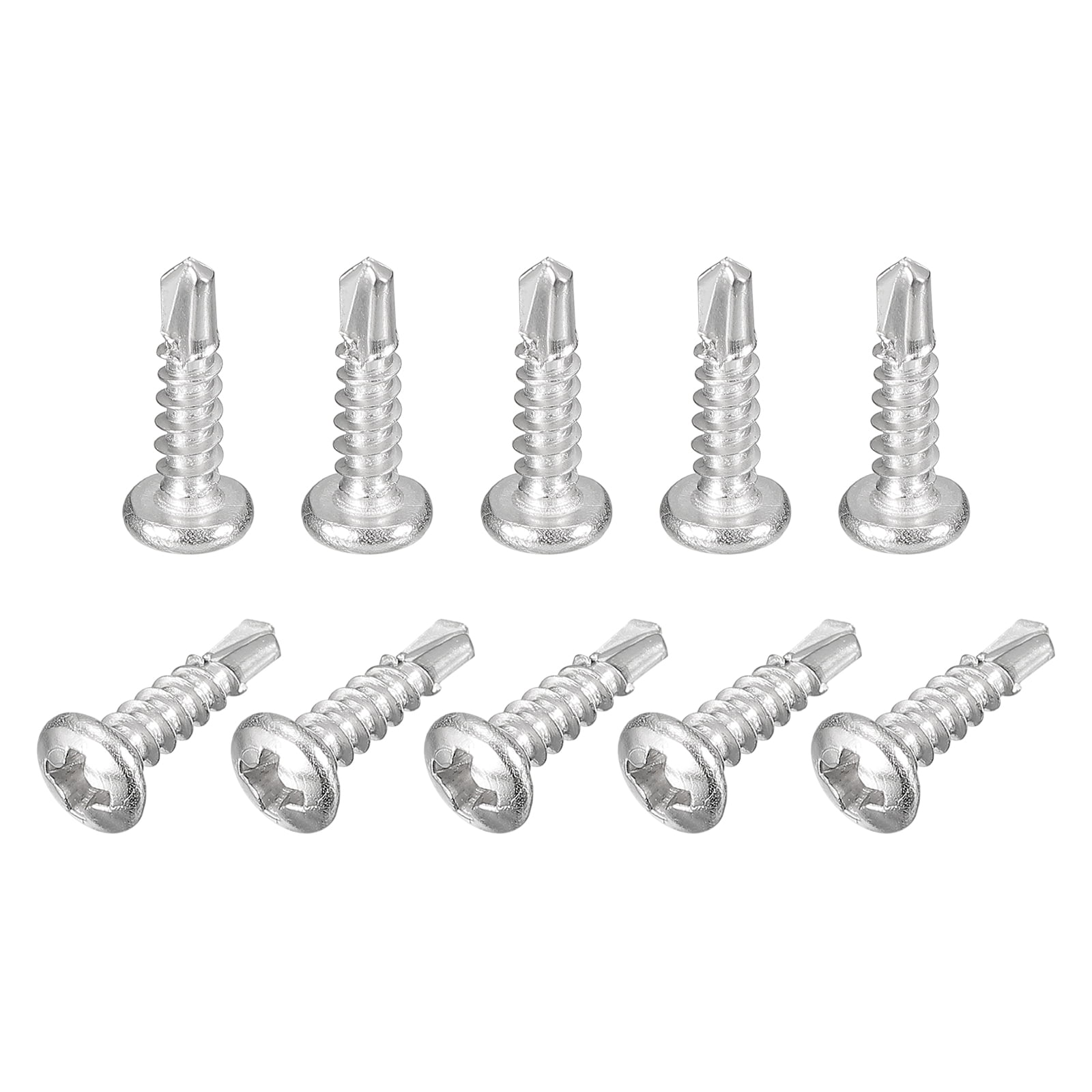 Uxcell #6 x 1/2" Self Drilling Screws, 20 Pack Phillips Pan Head Self Tapping Screws - Walmart.com