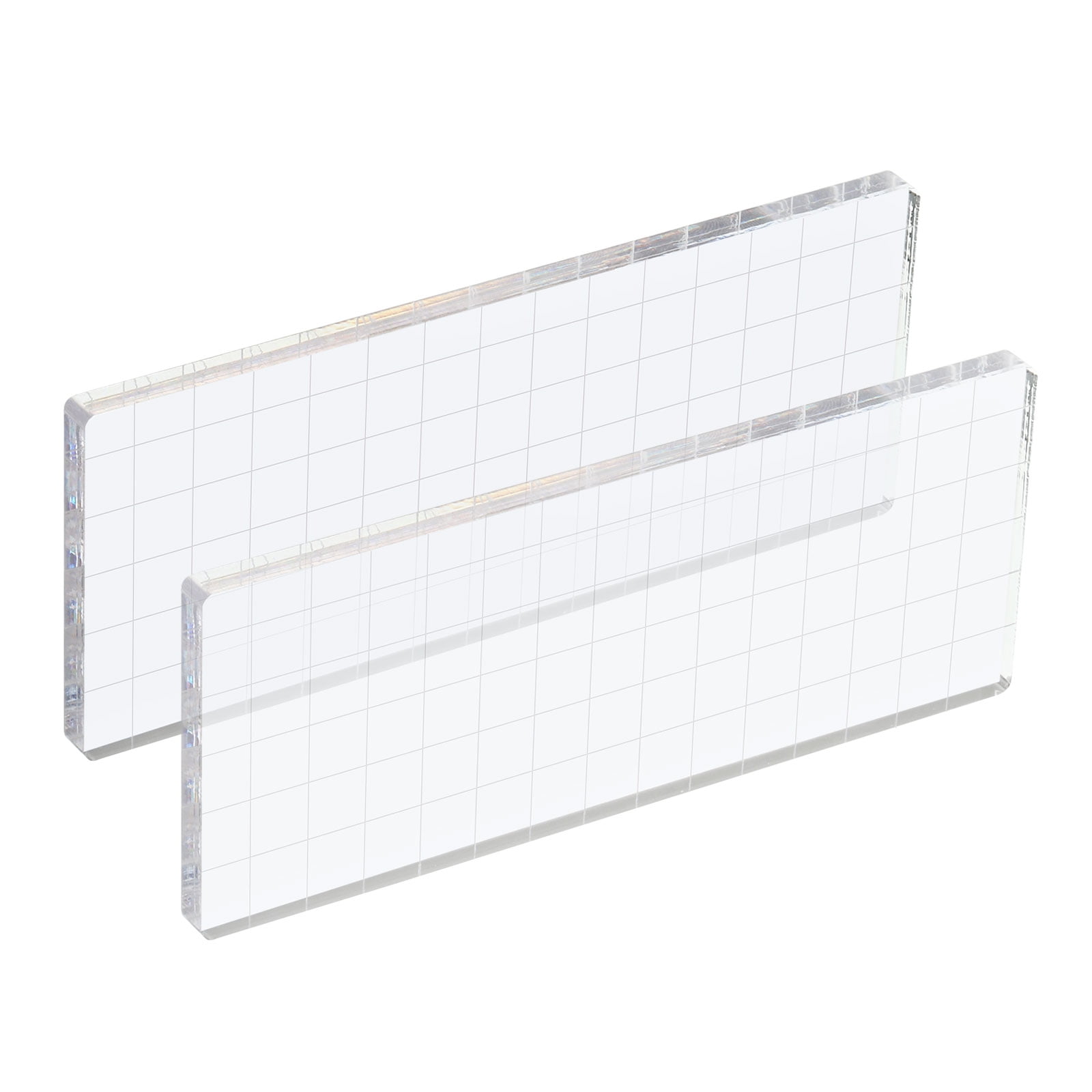 Uxcell 6" x 3" Acrylic Stamp Block Clear Stamping Block with Grid Lines ...