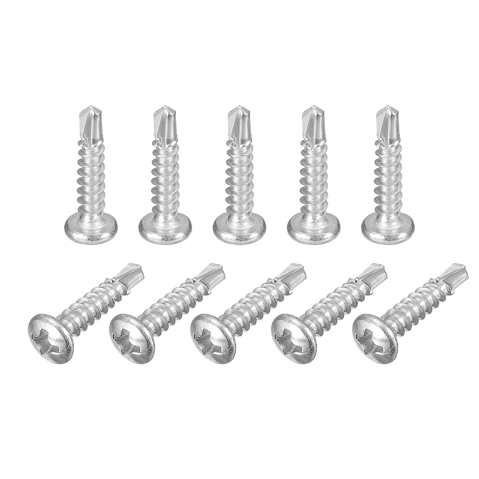 Uxcell #6 x 5/8" Self Drilling Screws, 100 Pack Phillips Pan Head Self Tapping Screws - Walmart.com