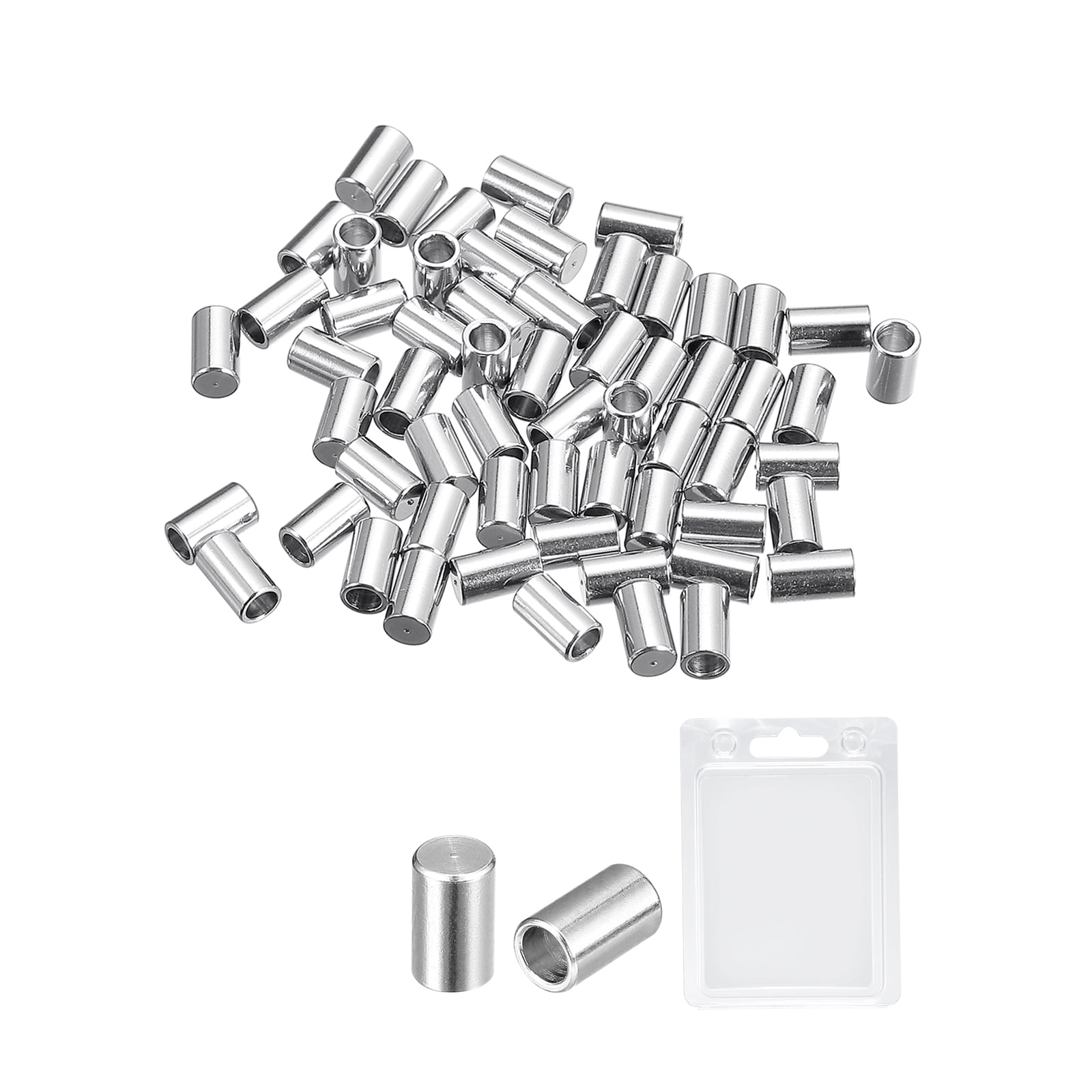 Uxcell 60 Pack 2mm Column Leather Cord End Caps for Bracelet Making DIY ...