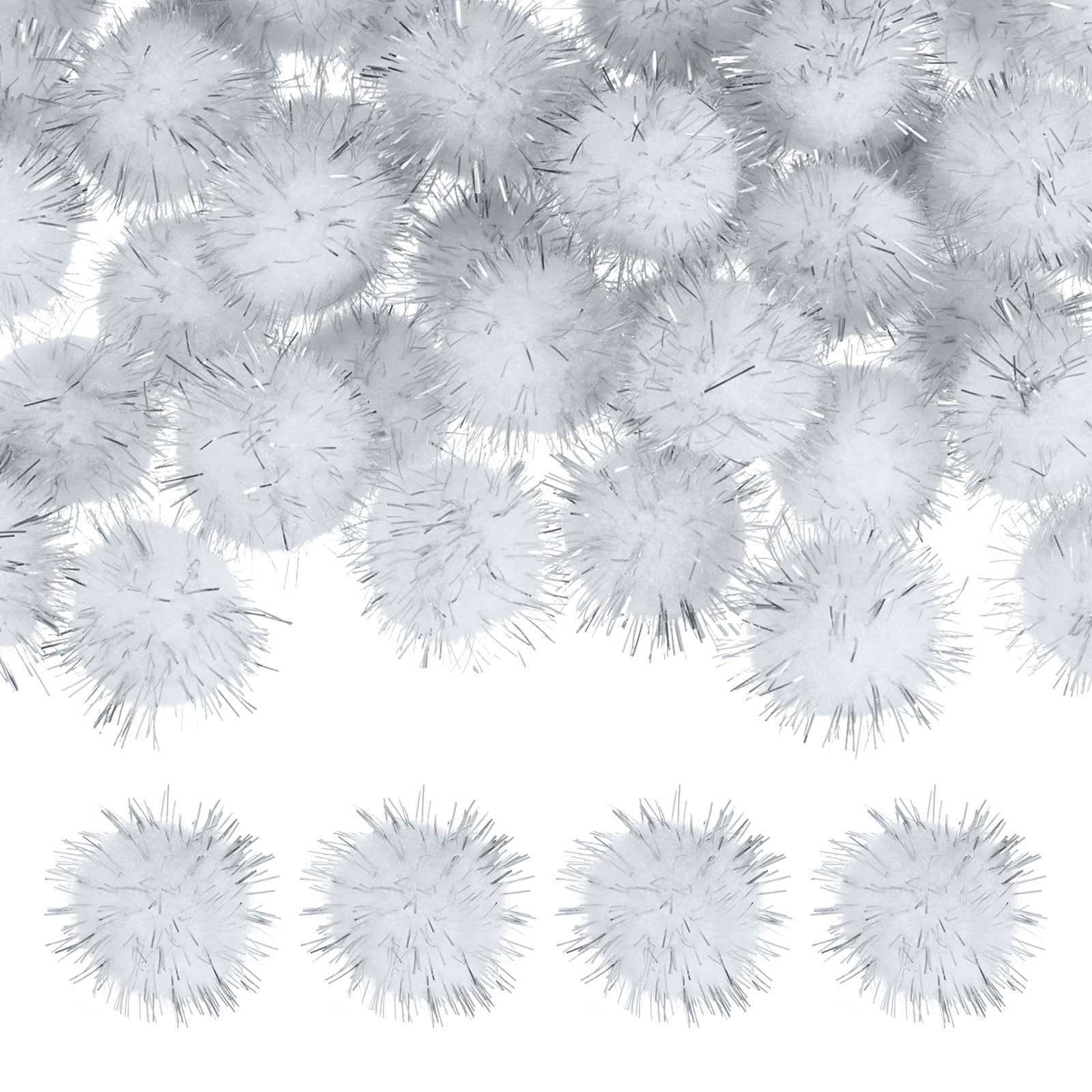 Uxcell 60-Pack Glitter Pom Pom Balls, 0.98in Mini Tinsel Sparkle Balls ...