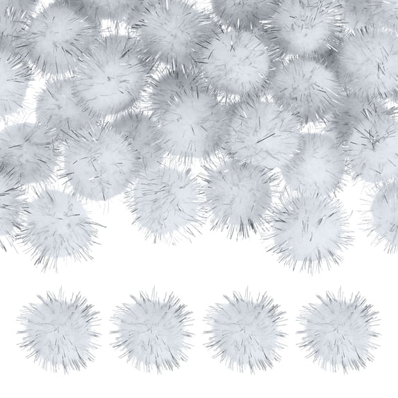 Uxcell 60-Pack Glitter Pom Pom Balls, 0.98in Mini Tinsel Sparkle Balls ...