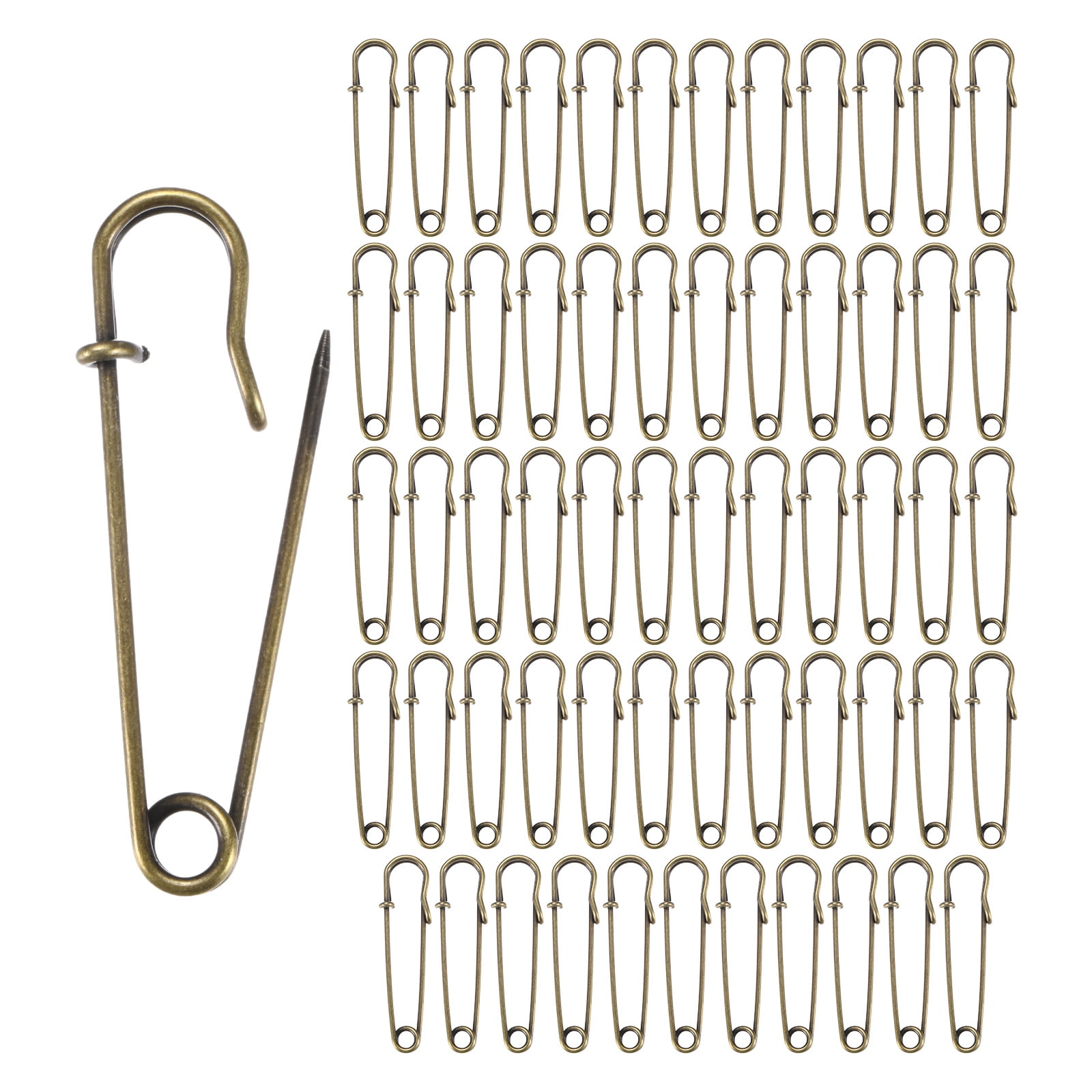 Uxcell 60-Pack Large Safety Pins, 2" Spring Lock Pins Blanket Bulk Pins ...