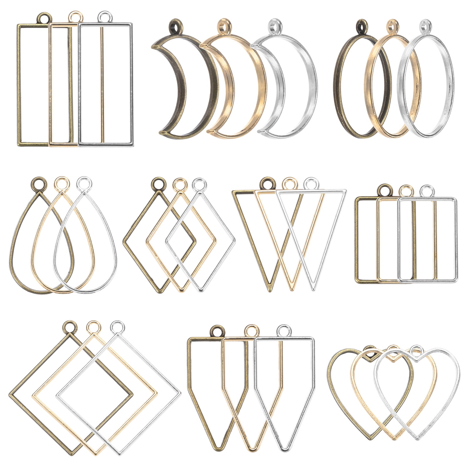 Uxcell 60-Pack Open Bezels for Resin, 10 Styles Open Back Bezel ...