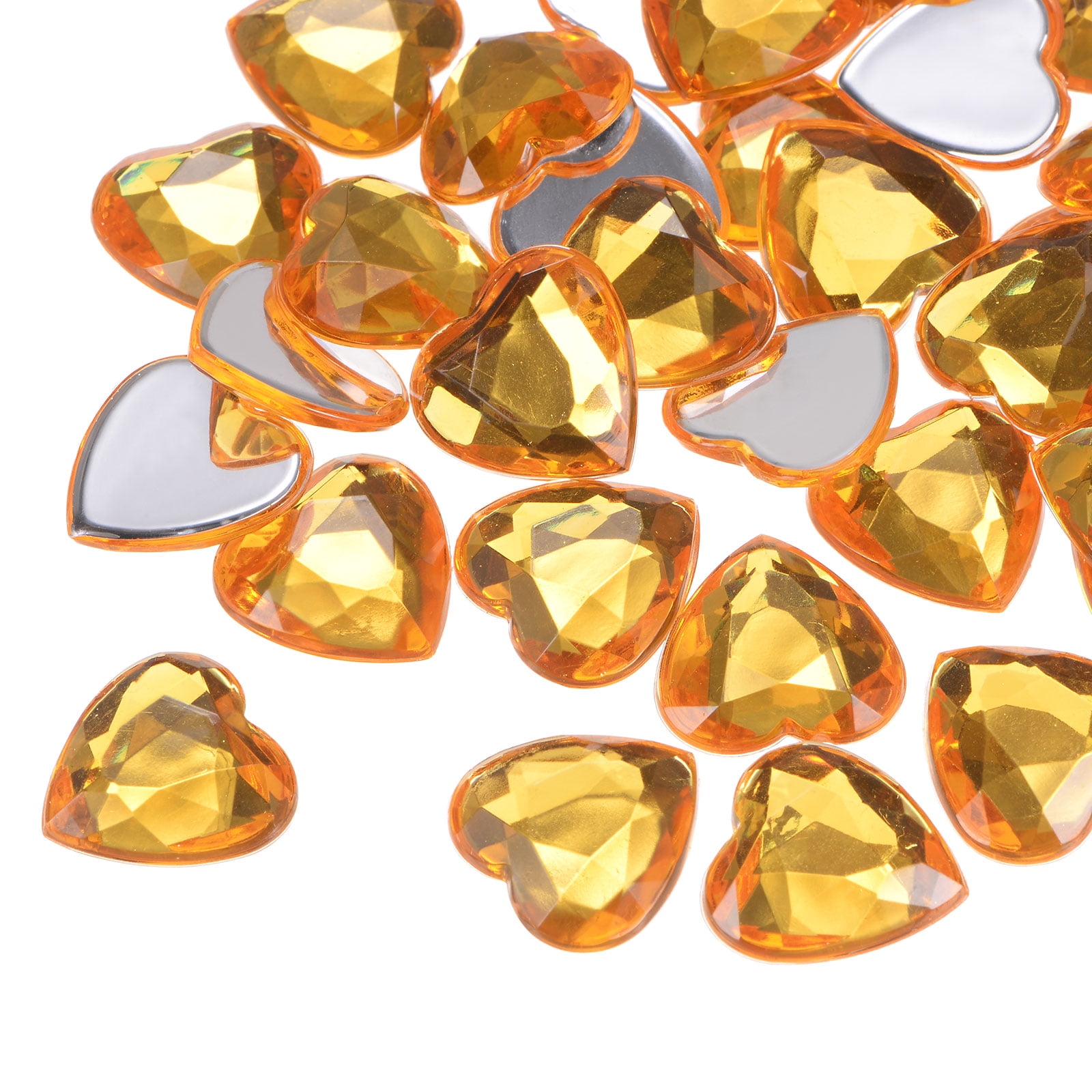 Uxcell 60 Pcs Acrylic Heart Rhinestone 15mm Flat Back Plastic Gems for ...