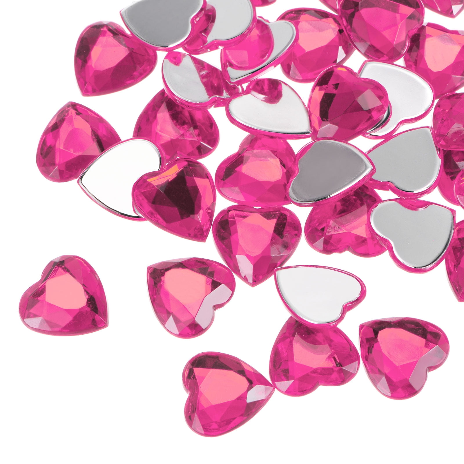 Uxcell 60 Pcs Acrylic Heart Rhinestone 15mm Flat Back Plastic Gems for ...