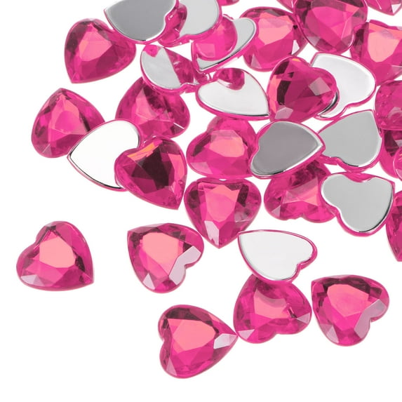 Uxcell 60 Pcs Acrylic Heart Rhinestone 15mm Flat Back Plastic Gems for ...