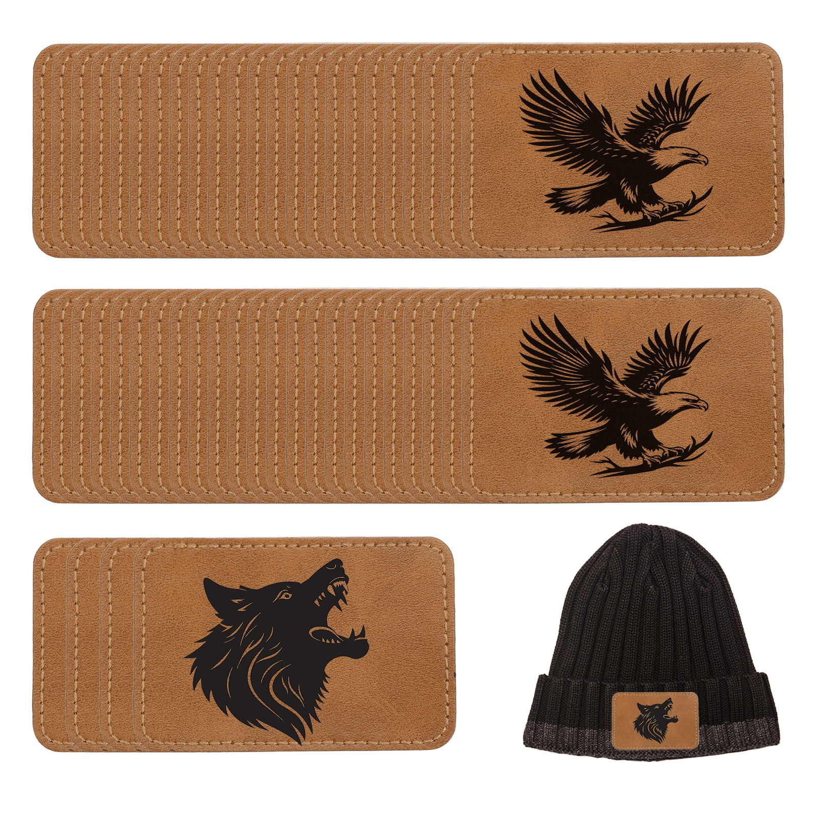 Uxcell 60 Pcs Blank Leather Hat Patches, Laser Engraving Iron-on ...