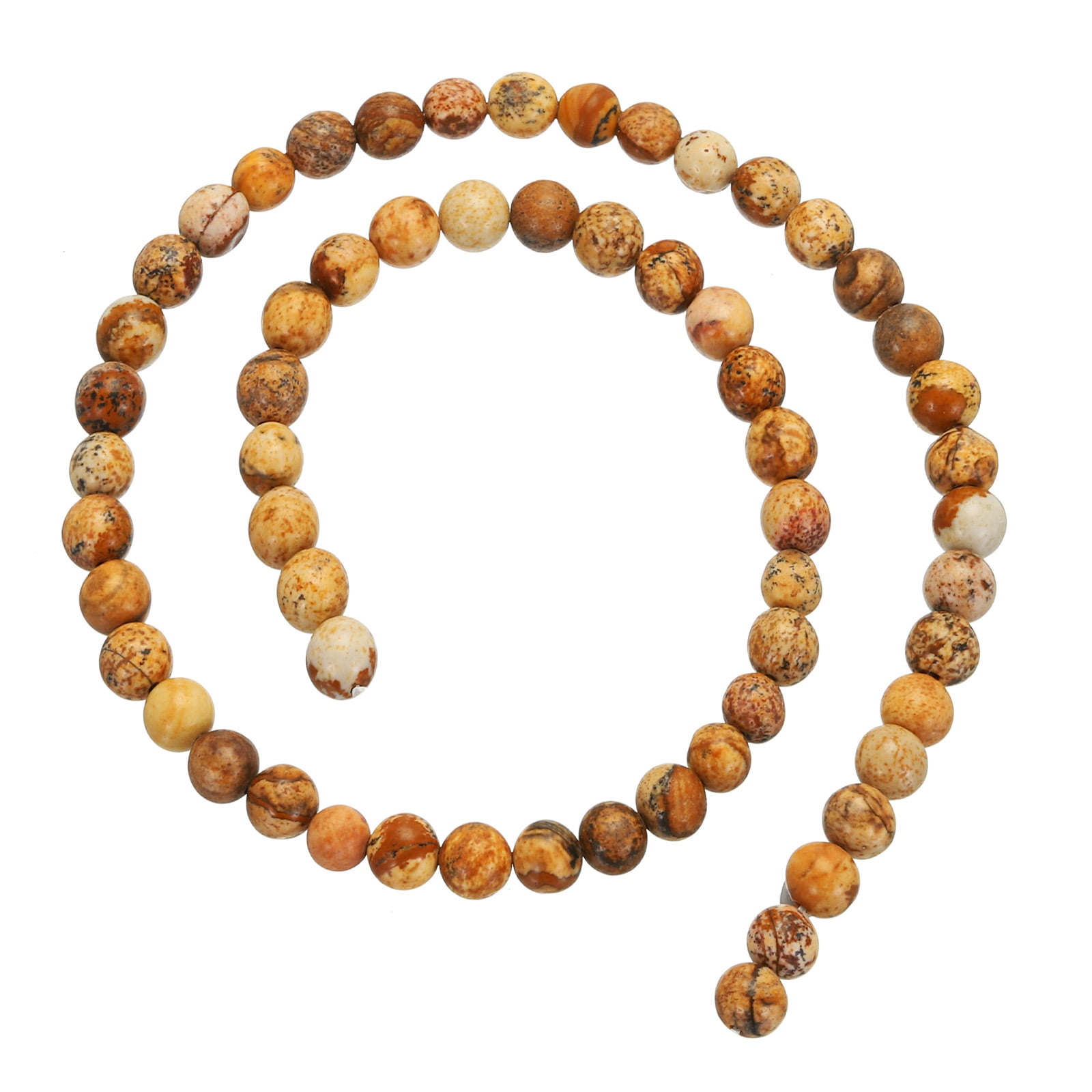 Uxcell 60 Pcs Natural Stone 6mm Picture Stone Coffee Color Beads ...