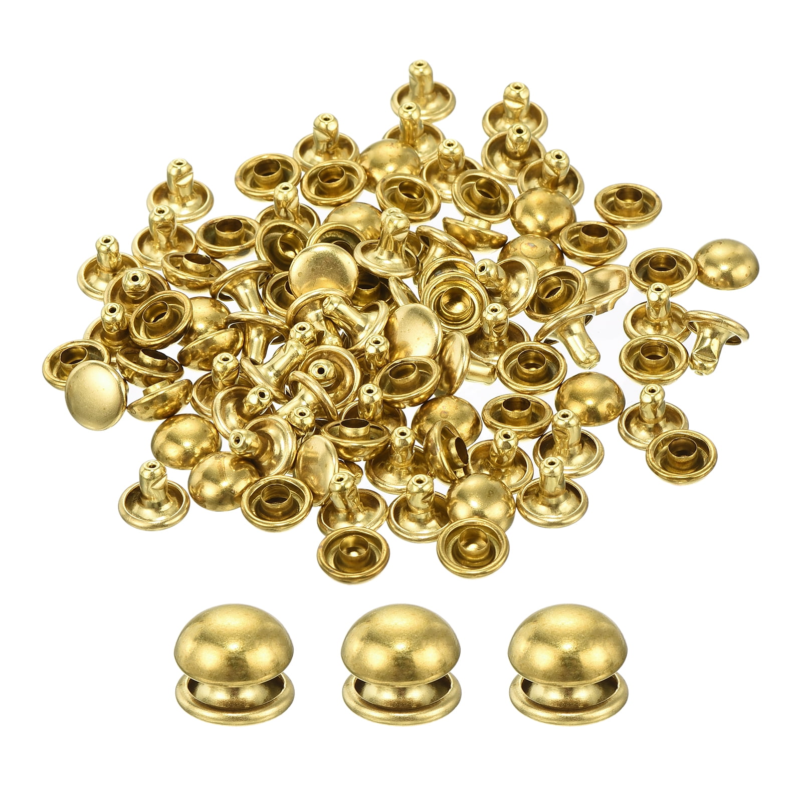 Uxcell 60 Set Round Studs Rivet, 8x5mm Brass Mushroom Shape Leather ...