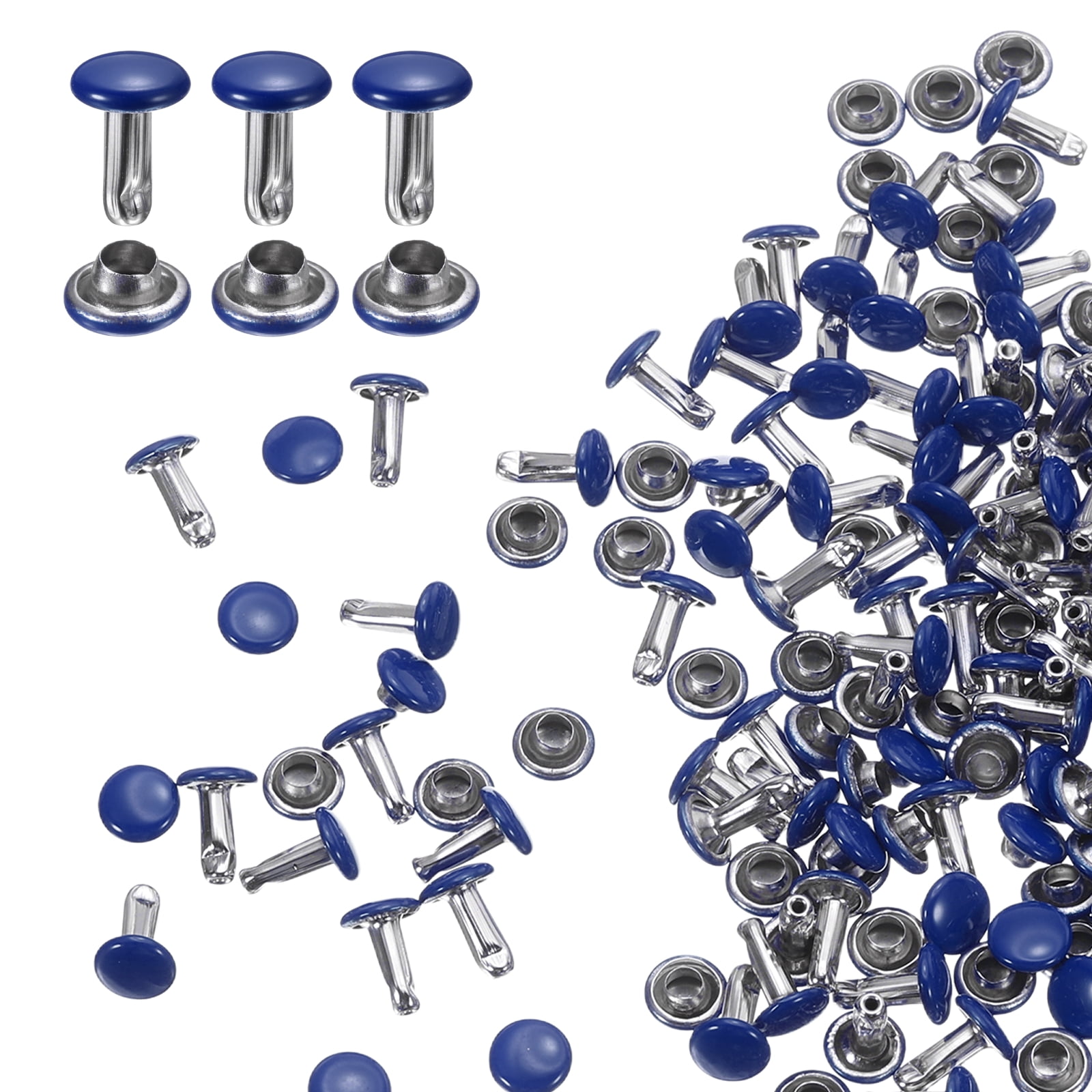 Uxcell 60 Sets Double Cap Leather Rivets 6x8mm for Fabric Belt and ...