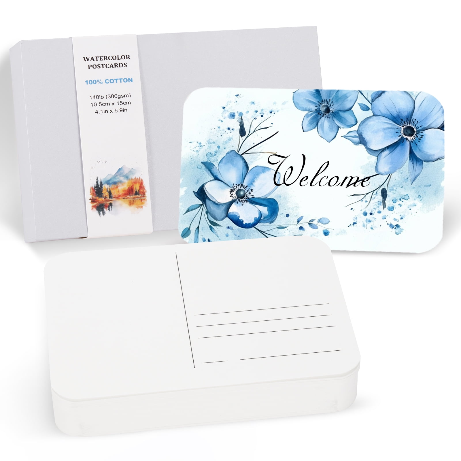 Uxcell 60 Sheets Watercolor Postcards, 4x6 Inch Rounded Corners Cold ...