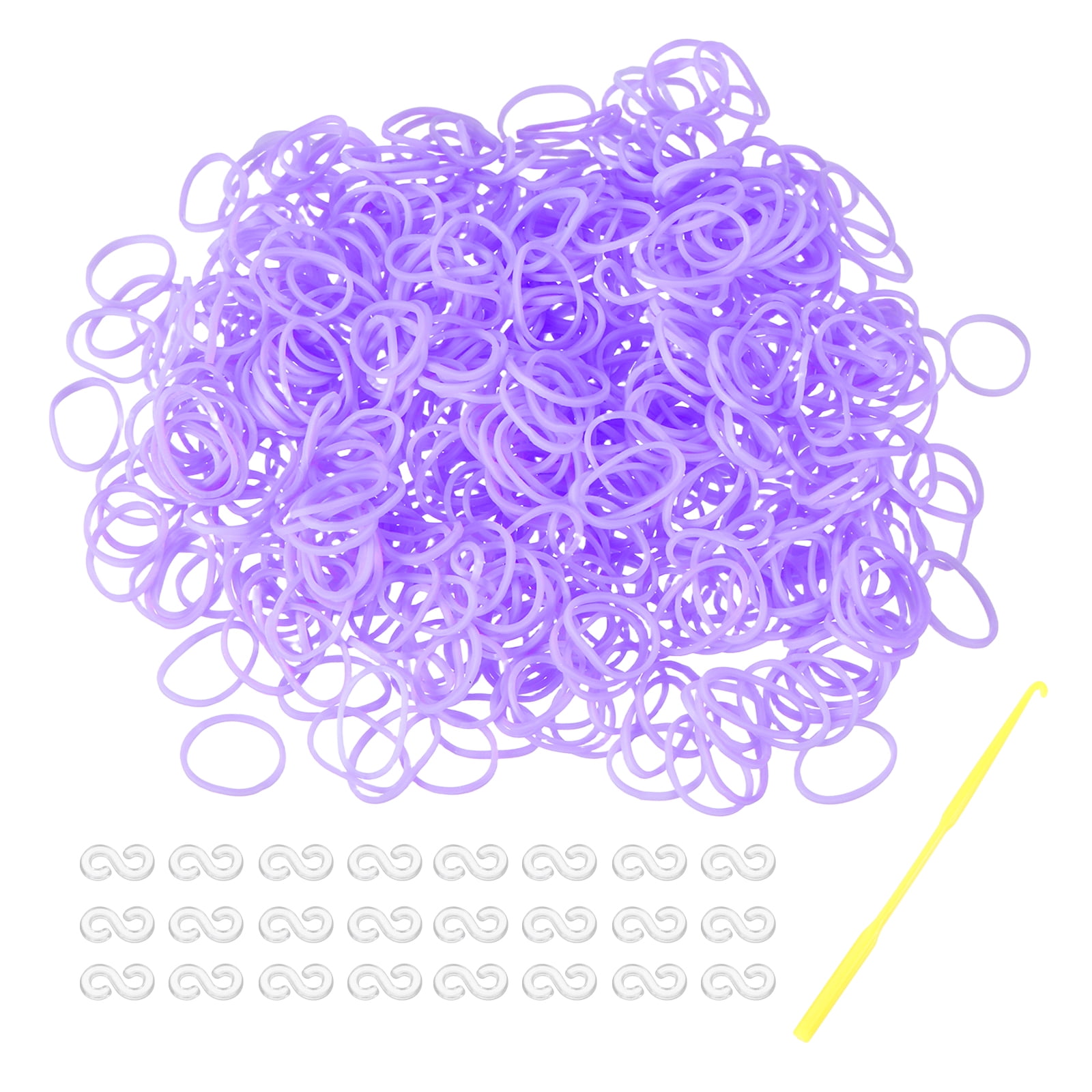 Uxcell 600 Pcs Loom Rubber Bands Kit with 25 Pcs S-Clips 1-Hook Rubber ...