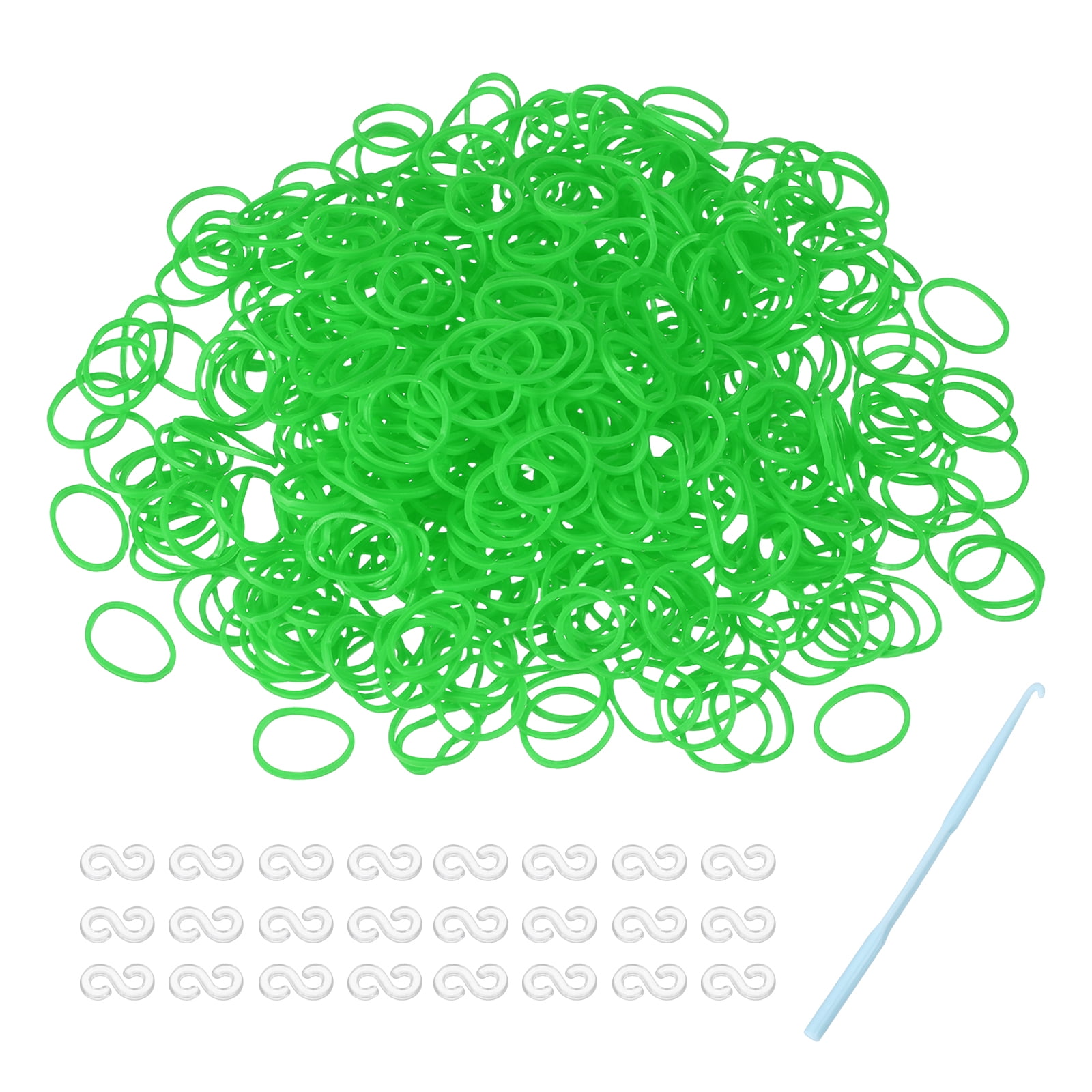 Uxcell 600 Pcs Loom Rubber Bands Kit with 25 Pcs S-Clips 1-Hook Grass ...