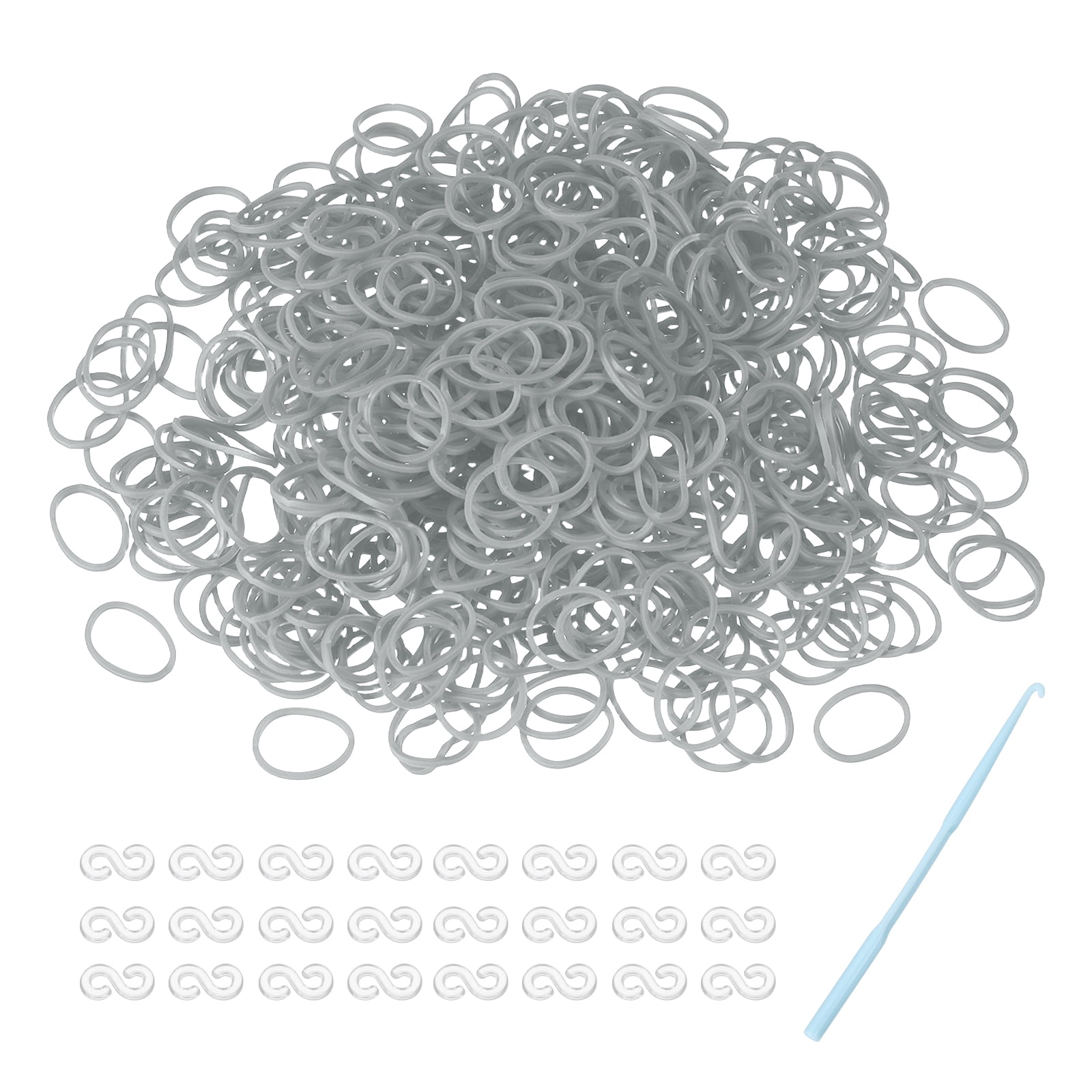 Uxcell 600 Pcs Loom Rubber Bands Kit with 25 Pcs S-Clips 1-Hook Rubber ...