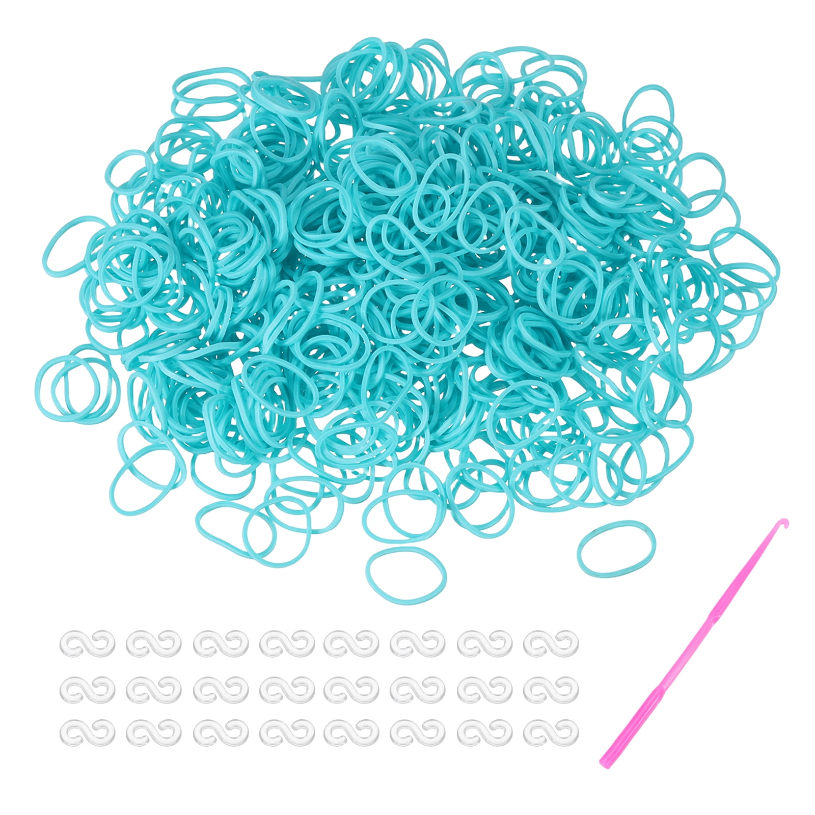 Uxcell 600 Pcs Loom Rubber Bands Kit with 25 Pcs S-Clips 1-Hook Rubber ...