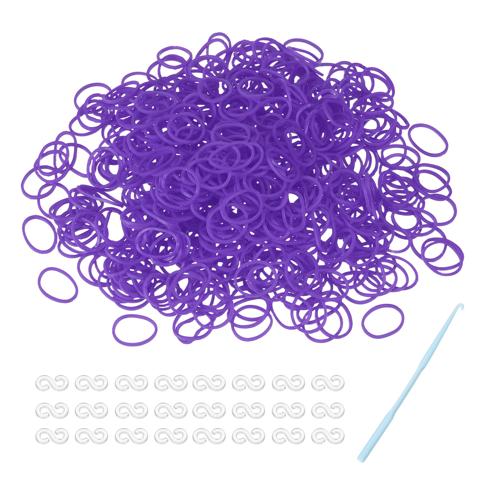Uxcell 600 Pcs Loom Rubber Bands Kit with 25 Pcs S-Clips 1-Hook Rubber ...