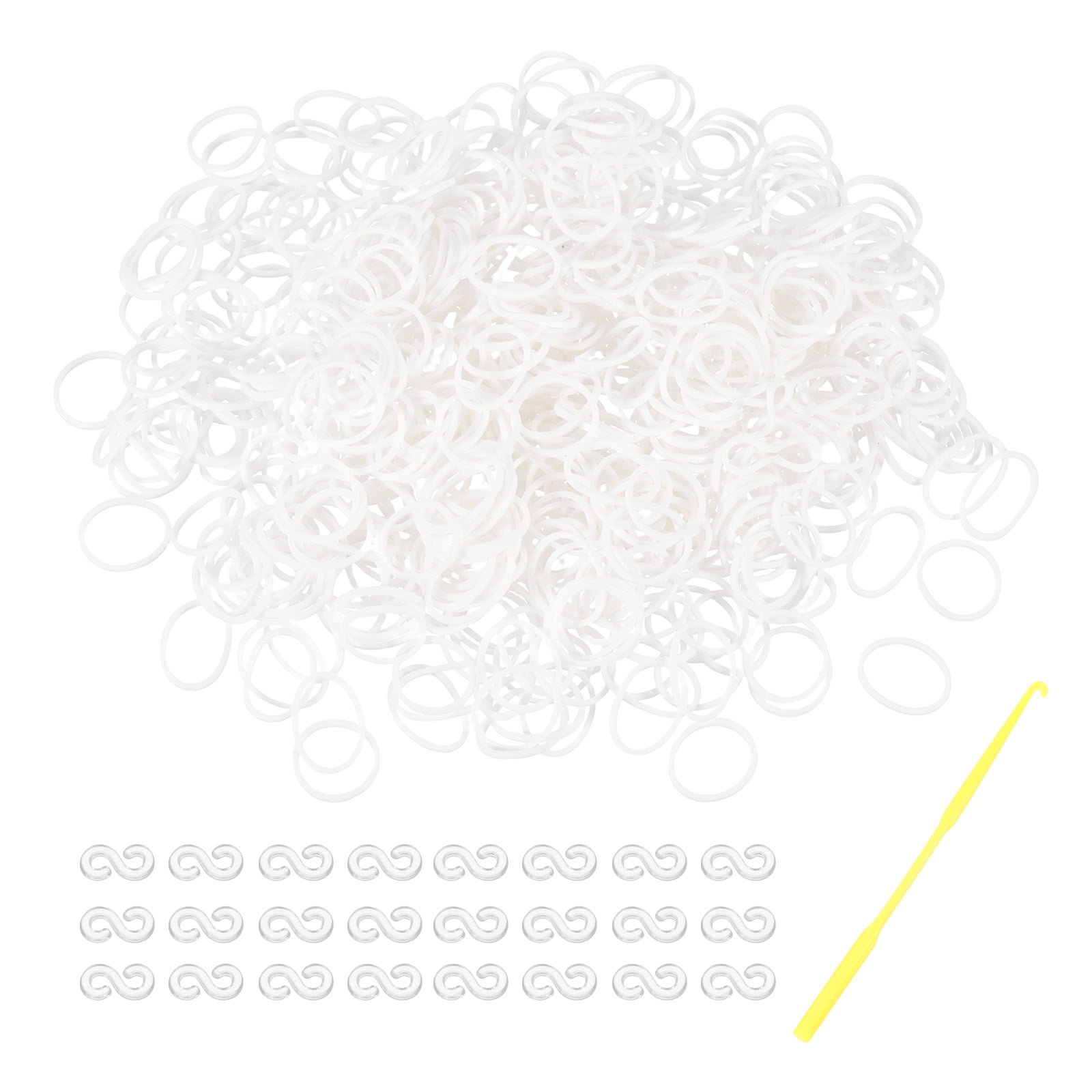 Uxcell 600 Pcs Loom Rubber Bands Kit with 25 Pcs S-Clips 1-Hook White ...