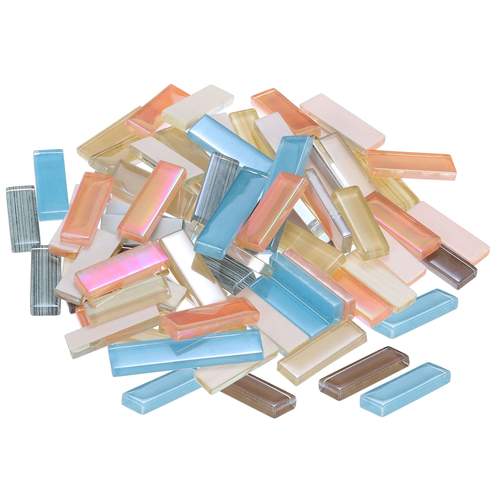 Uxcell 600g Stained Glass Mosaic Strips 1.8" / 1.2" / 1" Multicolor ...