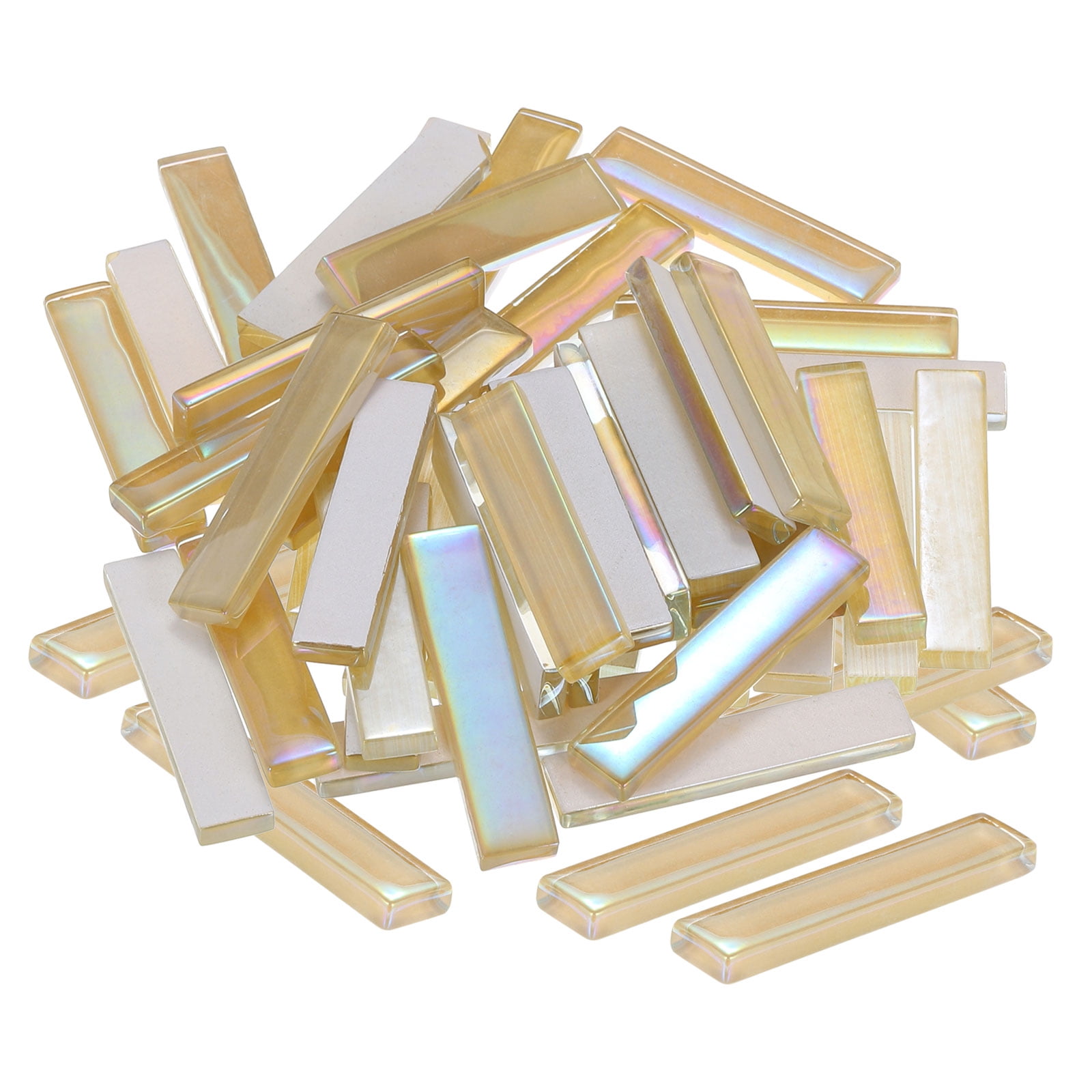 Uxcell 600g Stained Glass Mosaic Strips 1.8" Iridescent Brown Crystal ...