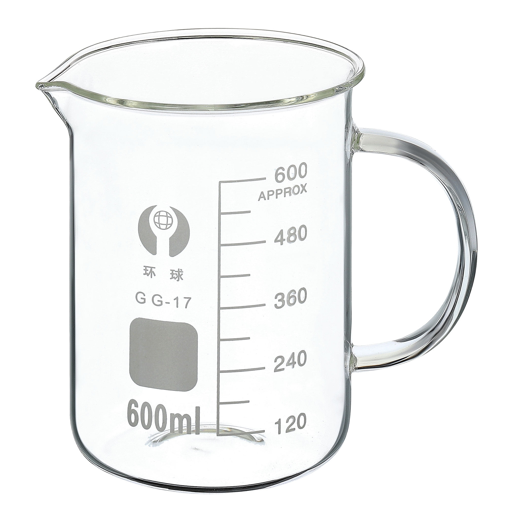 Uxcell 600ml Glass Beaker with Handle, 3.3 Borosilicate Graduated Lab Measuring Cups - Walmart.com
