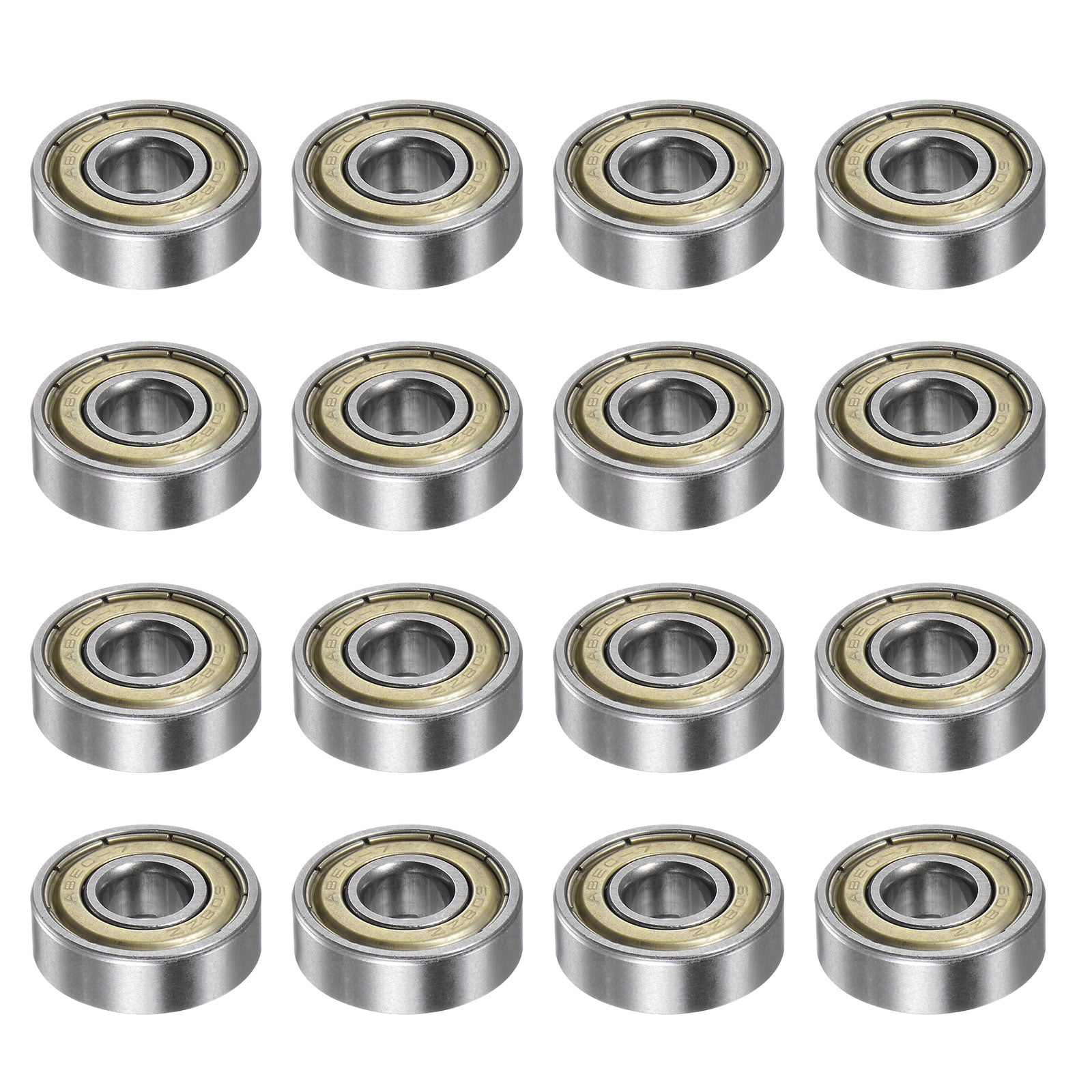 Uxcell 608ZZ Ball Bearings 8mmx22mmx7mm Carbon Steel Double Shield 16 ...