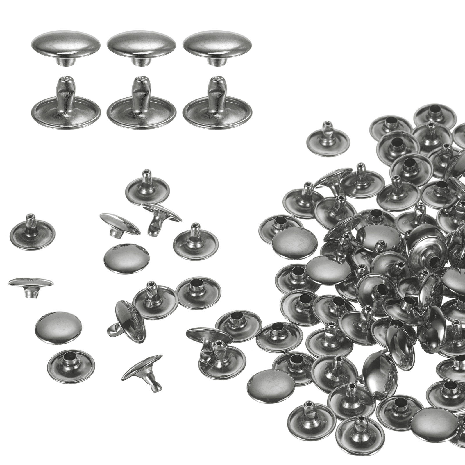 Uxcell 60Pack Double Cap Leather Rivet, 12x8mm Round Cap Tubular Metal ...