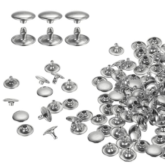 Uxcell 60Pack Double Cap Leather Rivet, 12x8mm Round Cap Tubular Metal ...