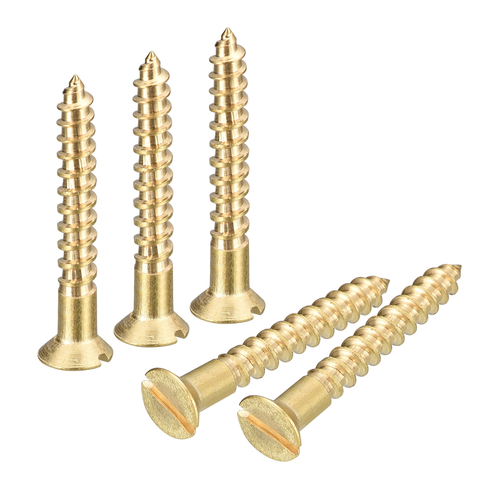 Uxcell 60Pack M3.5 x 25mm Brass Slotted Drive Flat Head Wood Screws ...