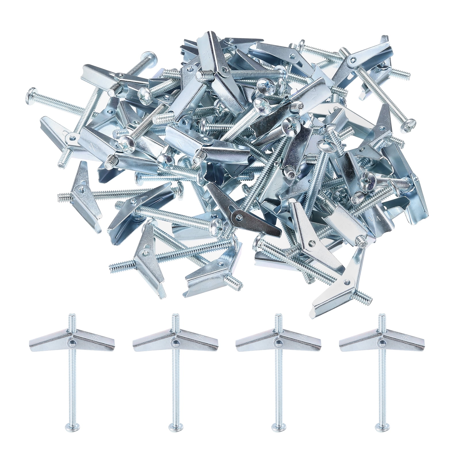 Uxcell 60Pack Spring Toggle Bolt Anchors, 1/4"x3" Butterfly Anchors ...