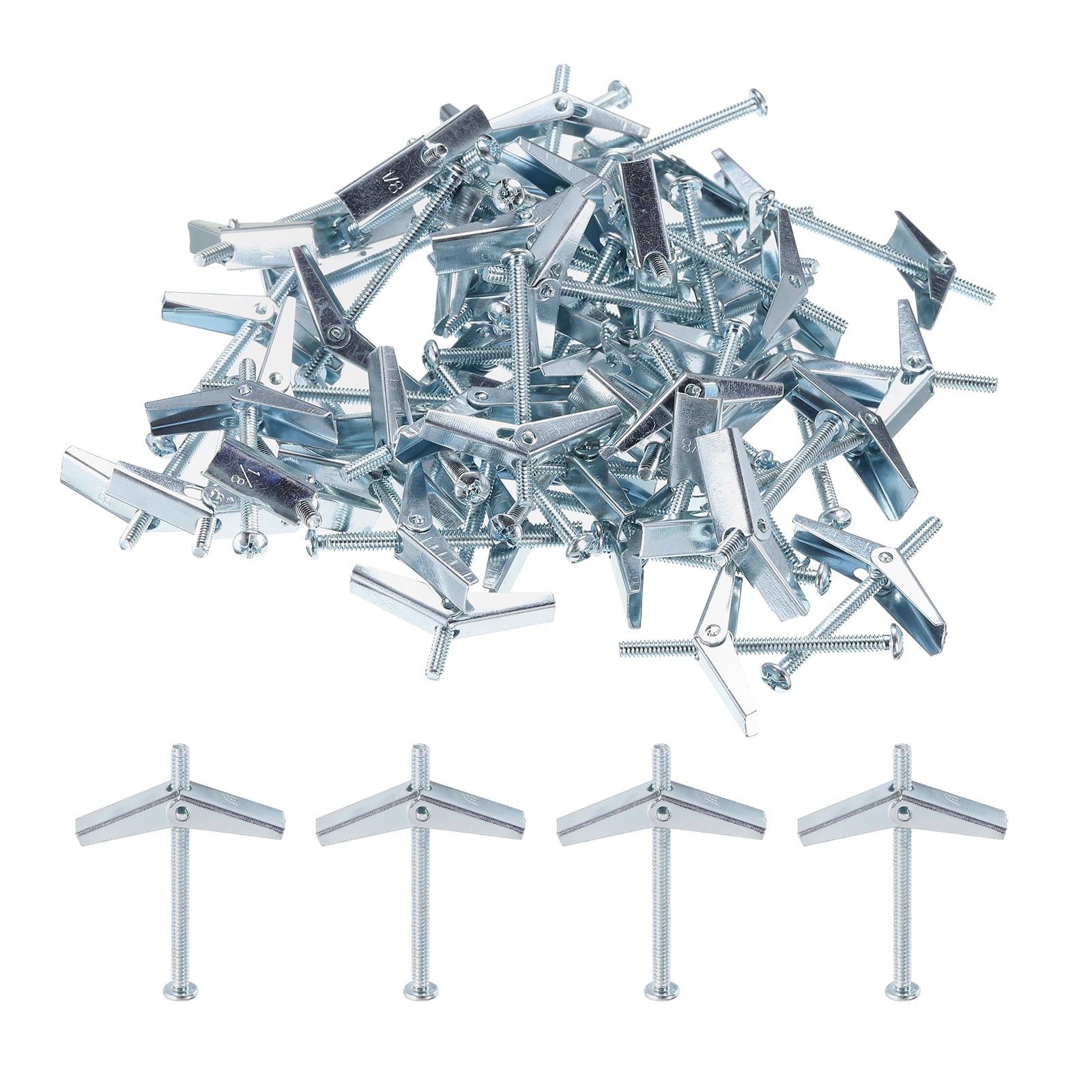 Uxcell 60Pack Spring Toggle Bolt Anchors, 1/8"x2" Butterfly Anchors ...