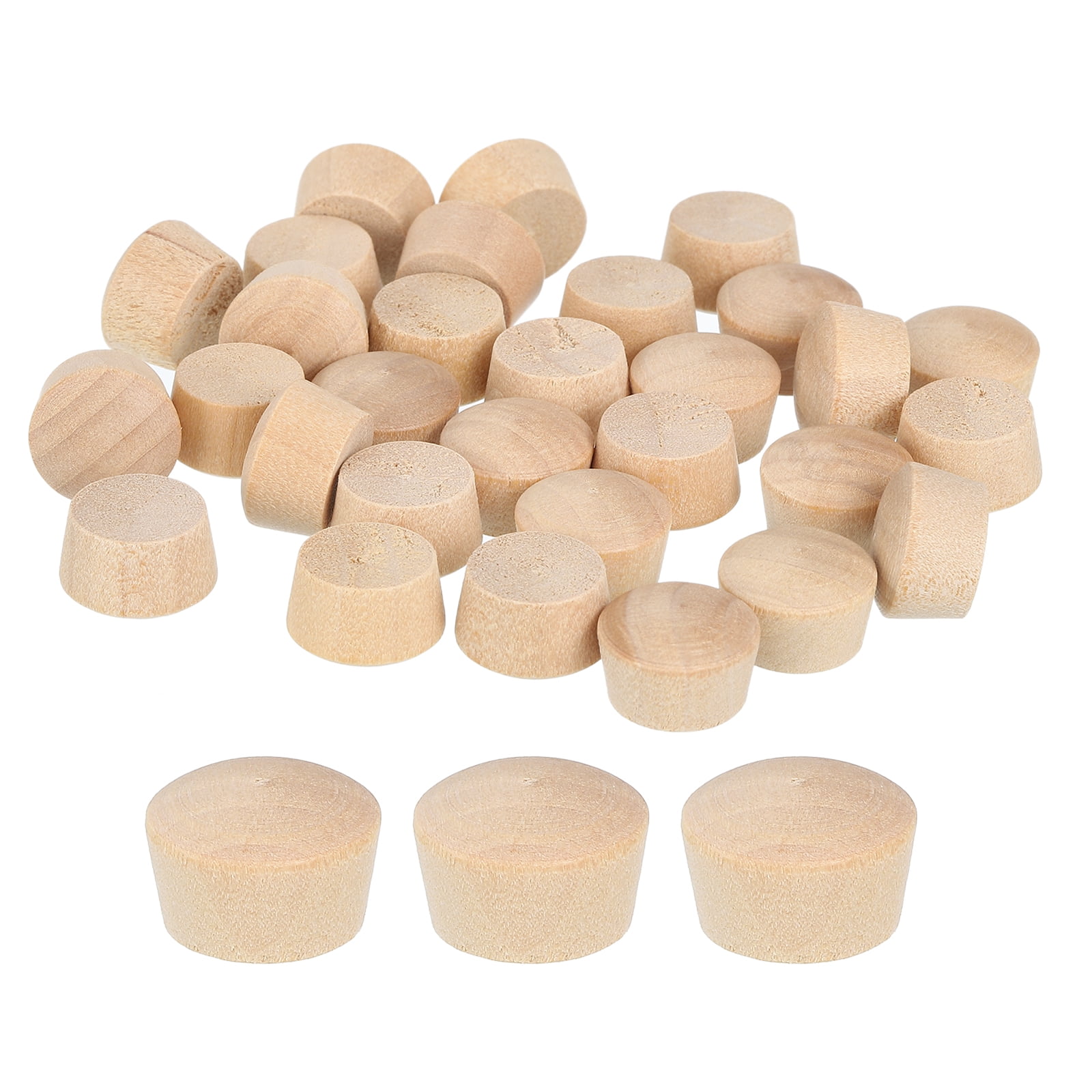 Uxcell 60Pack Wood Button Plugs, 12.5mm/0.49" Flat Head Hardwood Screw ...