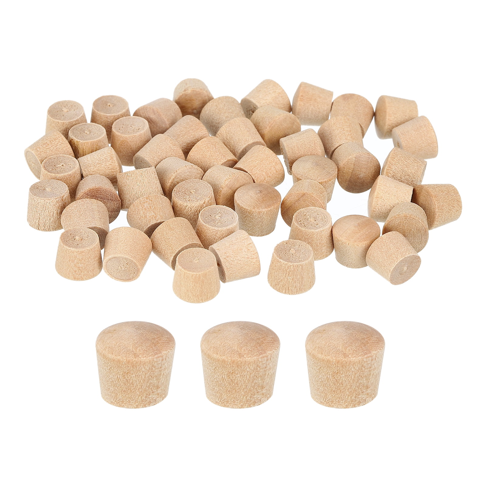 Uxcell 60Pack Wood Button Plugs, 7.5mm/0.3" Flat Head Hardwood Screw ...