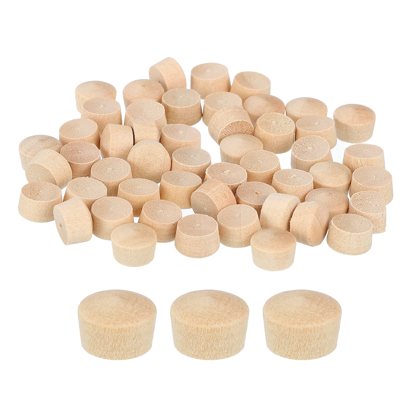 Uxcell 60Pack Wood Button Plugs, 8mm/0.31" Flat Head Hardwood Screw ...