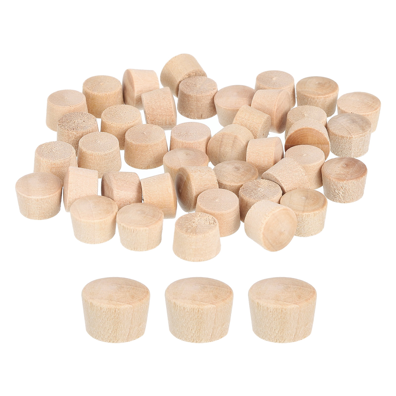 Uxcell 60Pack Wood Button Plugs, 9.5mm/0.37" Flat Head Hardwood Screw ...