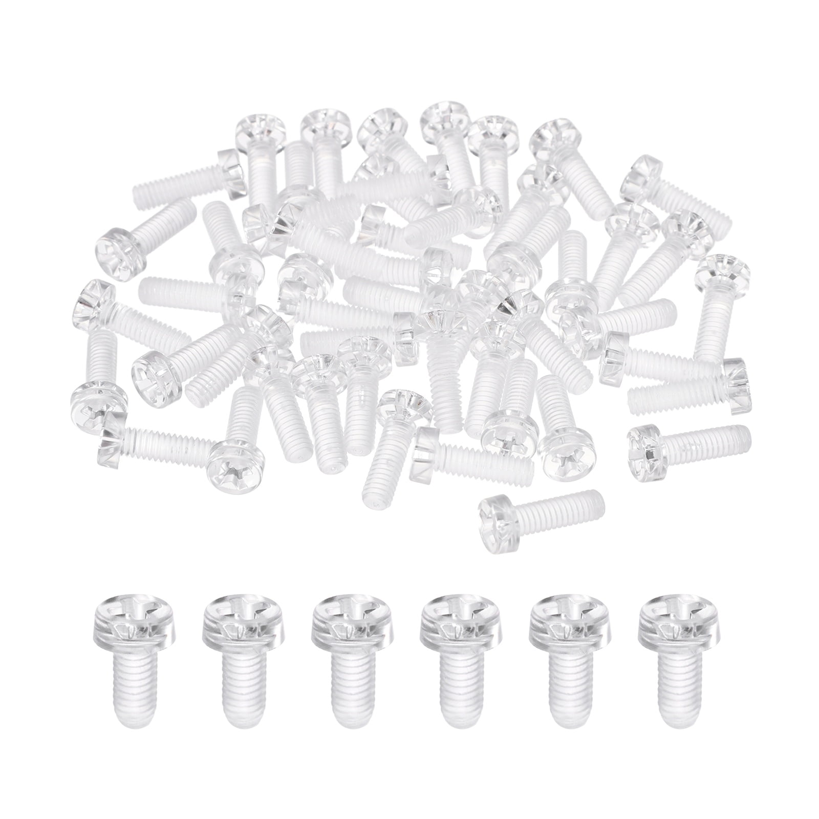 Uxcell 60Pcs Clear Acrylic Screws, M4x12mm PC Plastic Phillips Round ...
