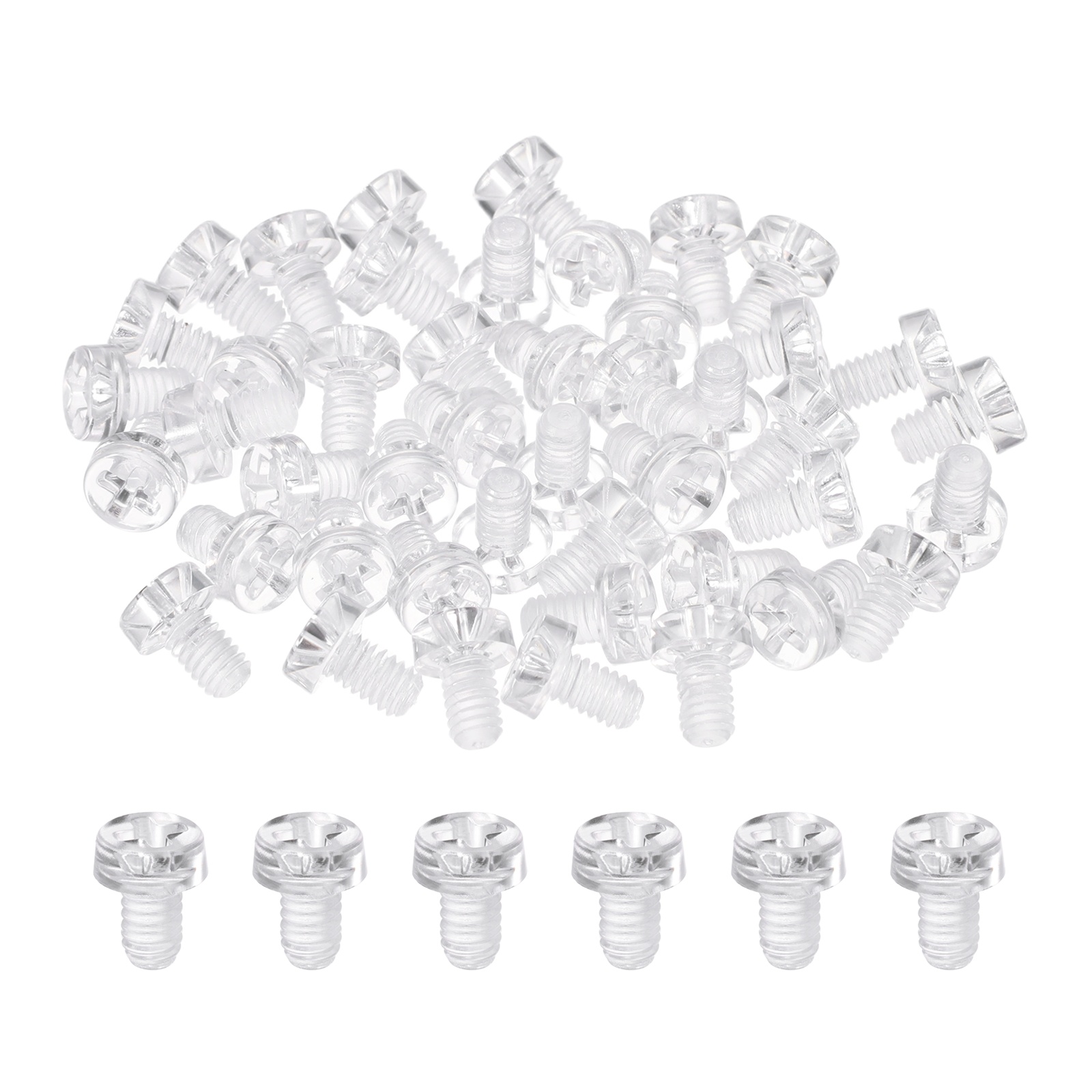 Uxcell 60Pcs Clear Acrylic Screws, M4x6mm PC Plastic Phillips Round ...