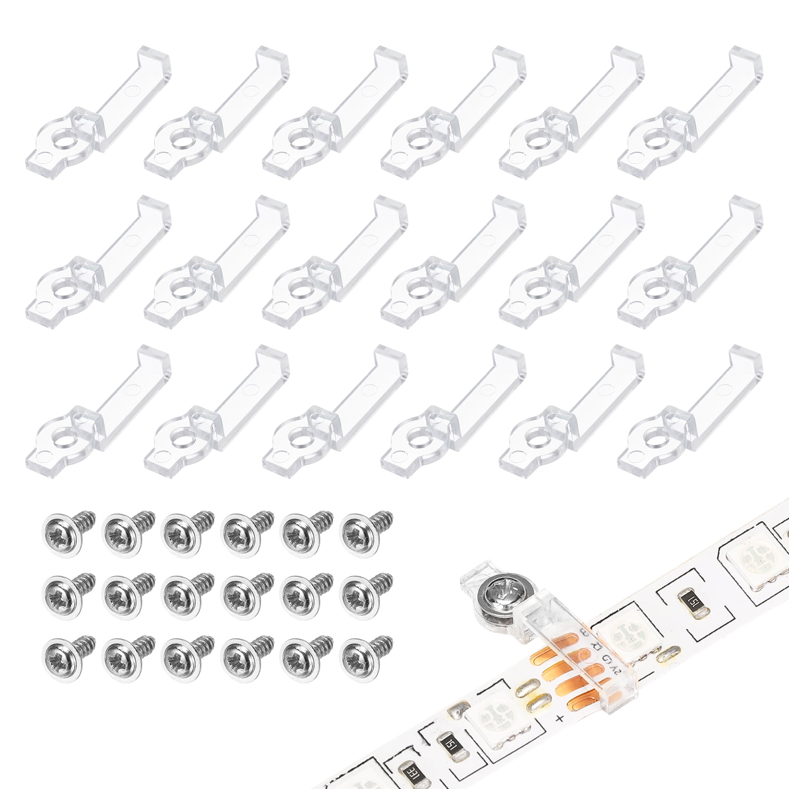 Uxcell 60Pcs Clear LED Strip Light Mounting Brackets with Screws Double ...