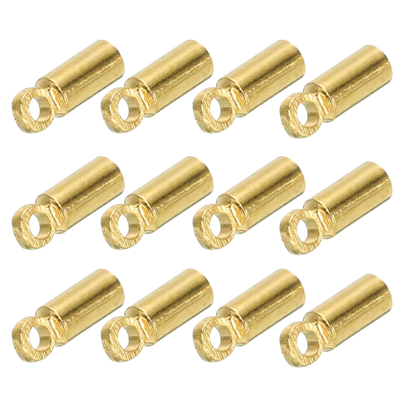 Uxcell 60Pcs Cord End Caps 6mm End Cap Barrel Beads Kumihimo 2mm Dia ...