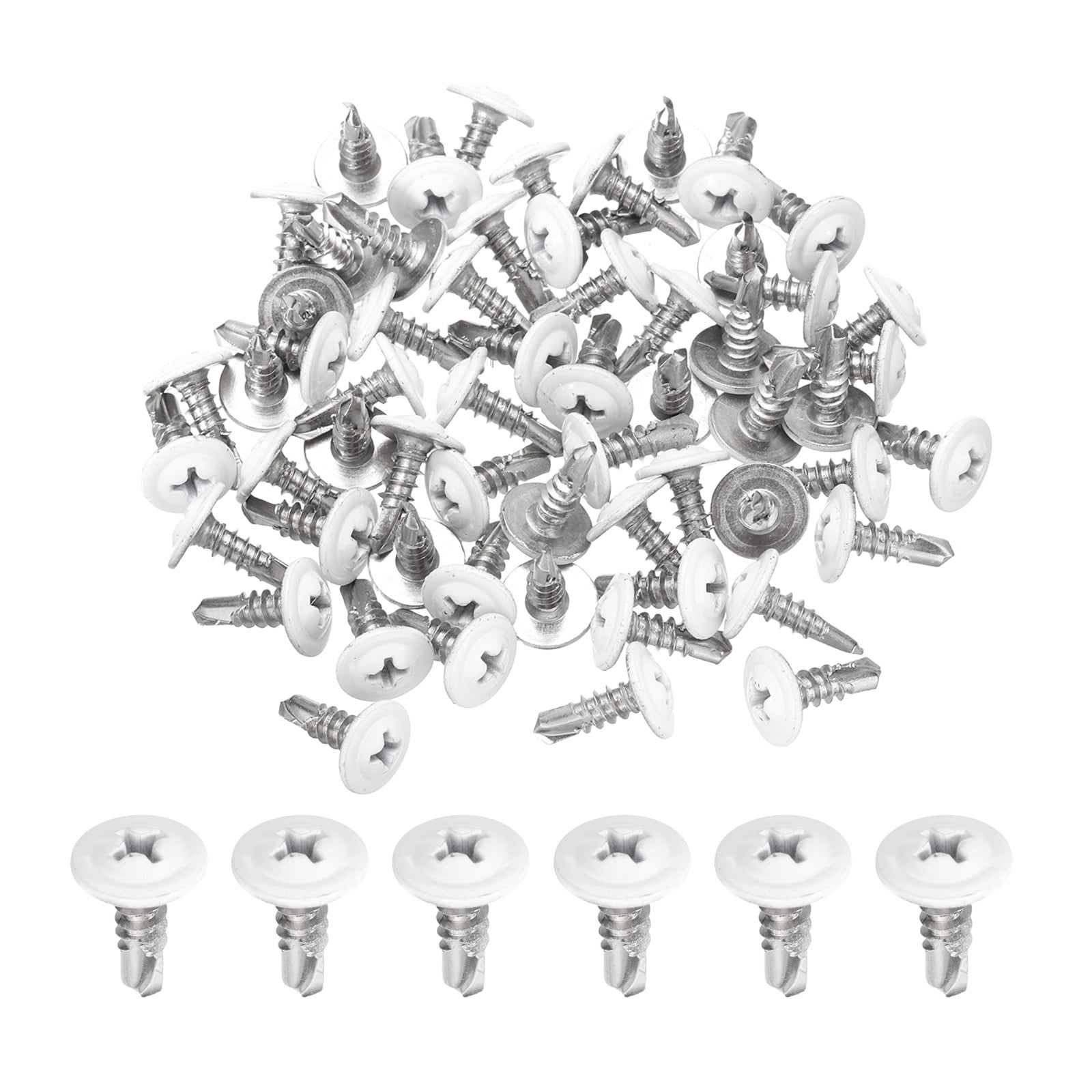 Uxcell 60Pcs M4.2x13mm White Pan Head Self Tapping Screws for Metal, Silver - Walmart.com