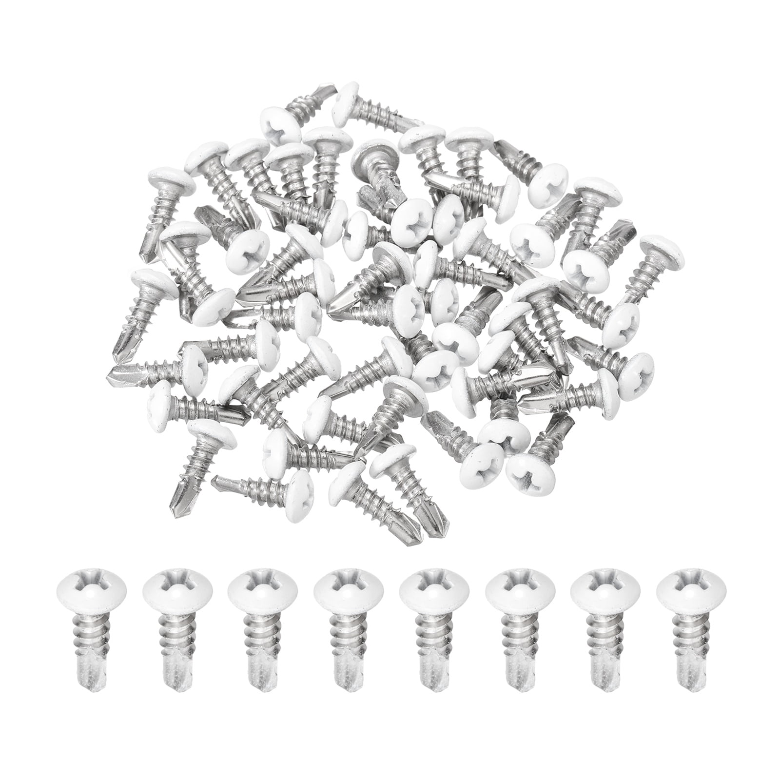 Uxcell 60Pcs M4.2x13mm White Thick Pan Head Self Tapping Screws for Metal, Silver - Walmart.com