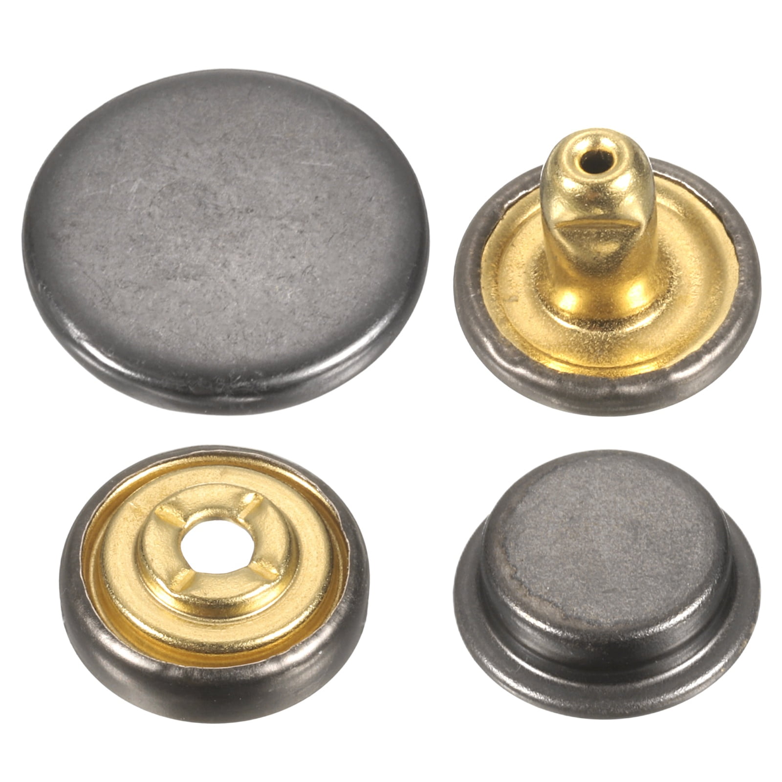 Uxcell 60Set Press-Stud Cap Button 15mm Metal Snap Fastener for ...