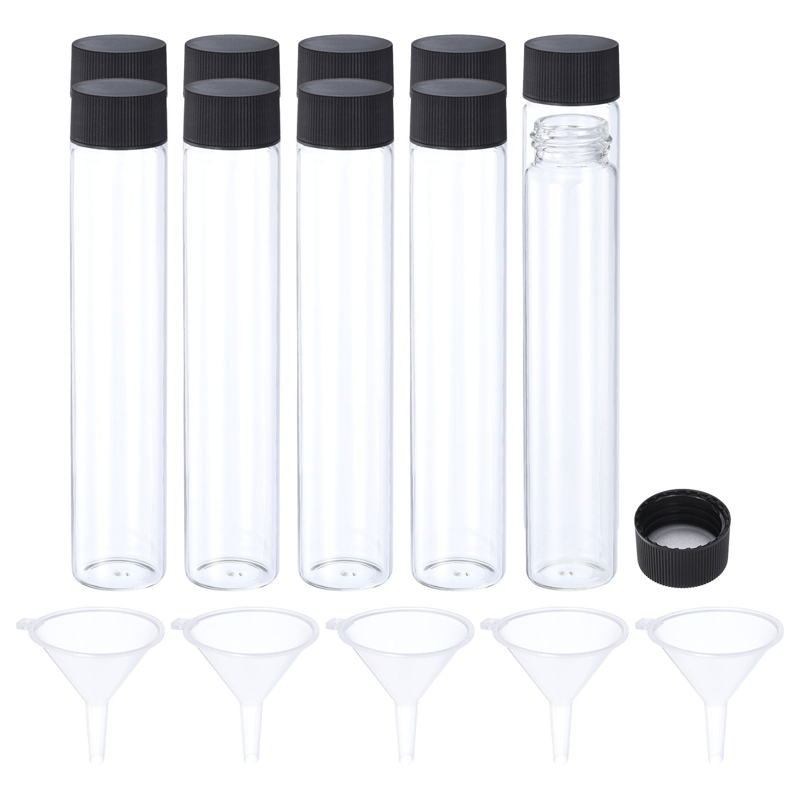 Uxcell 60mL Glass Vials with Screw Caps Liquid Sample Vial with 5 Funnel, Clear 10Pcs - Walmart.com