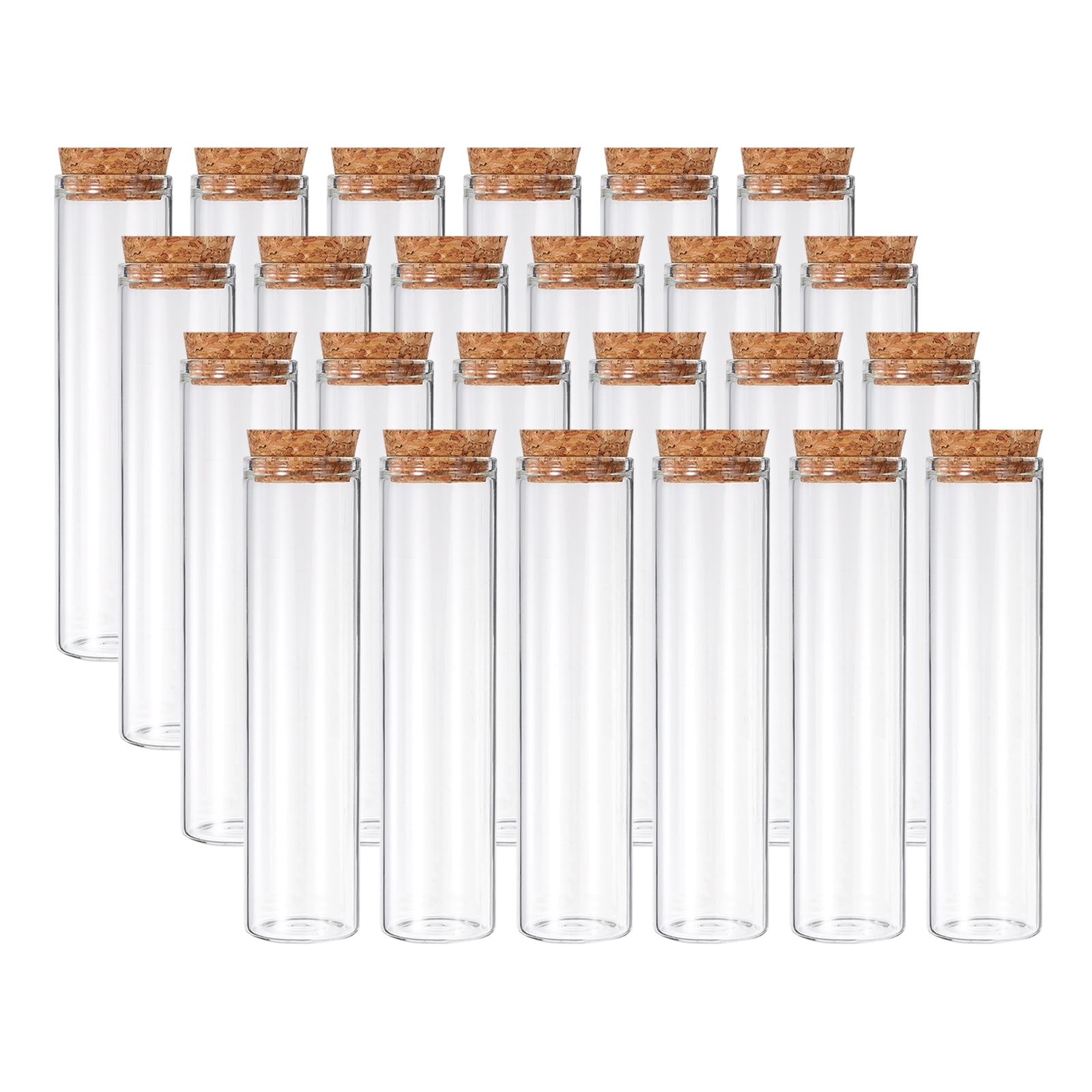 Uxcell 60ml Test Tubes, 24pcs 4.72x1.18 Glass Clear Flat Bottom Test ...